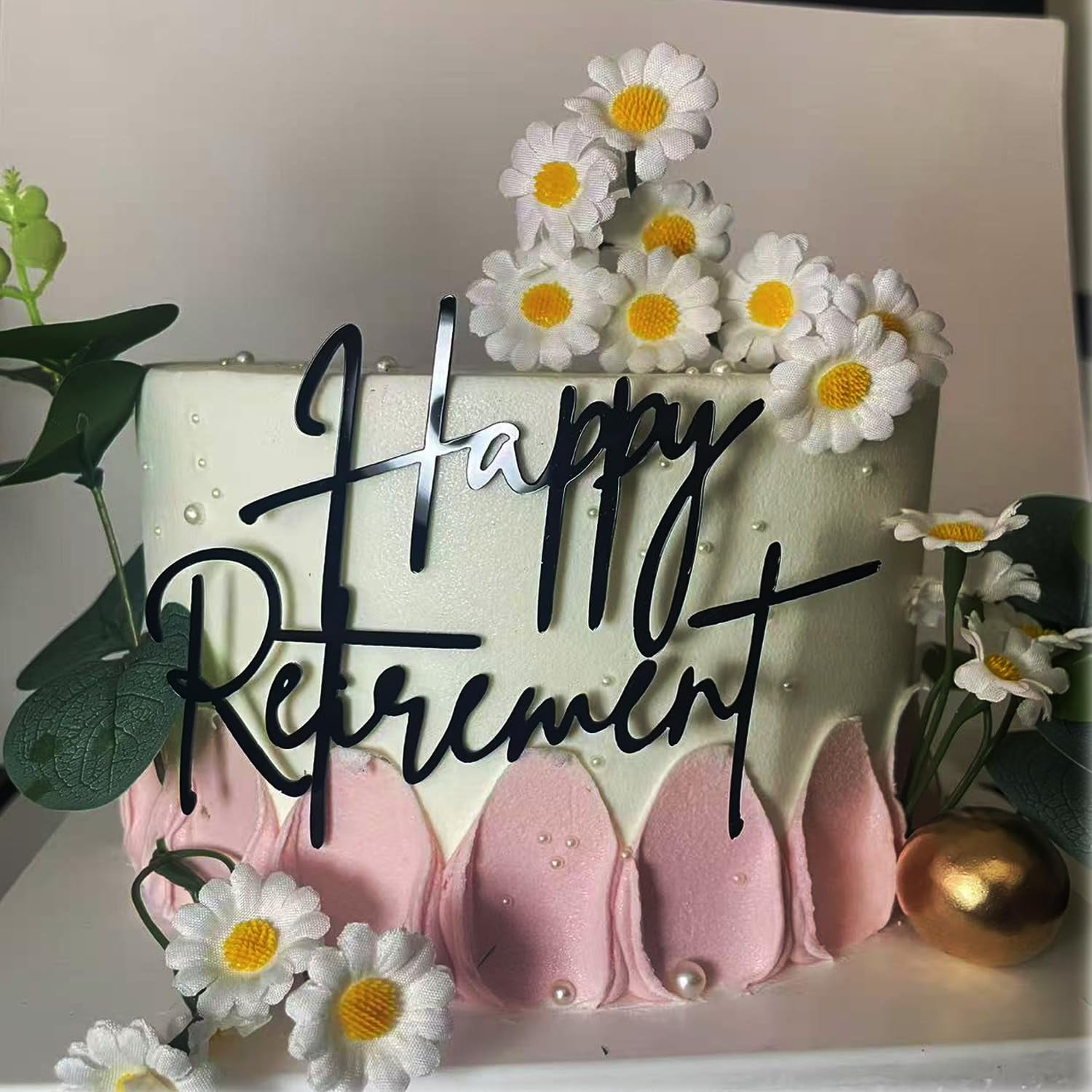 Black Acrylic Happy FEV6 Retirement Cake Topper,Happy Retirement Cake ...