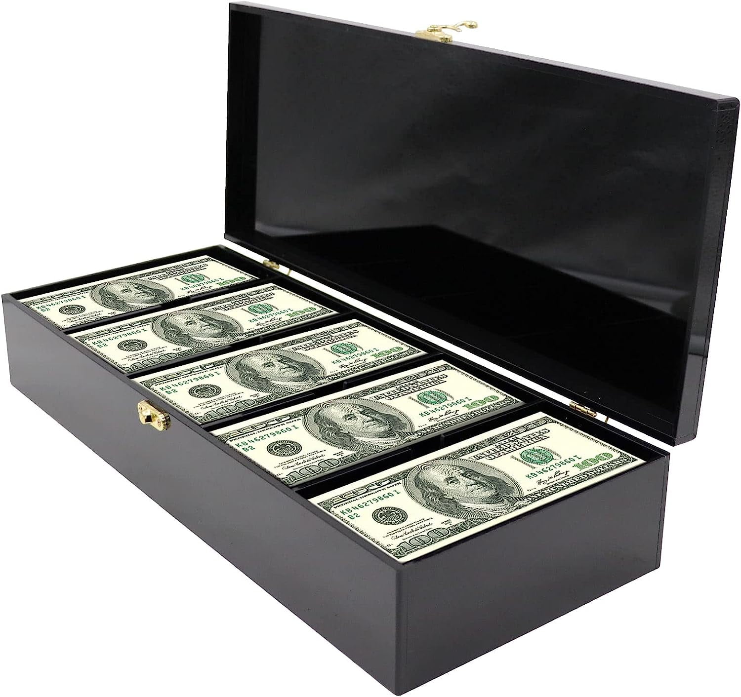 Black Acrylic Lockable Currency Tray, 5 Compartment Money Organizer for ...