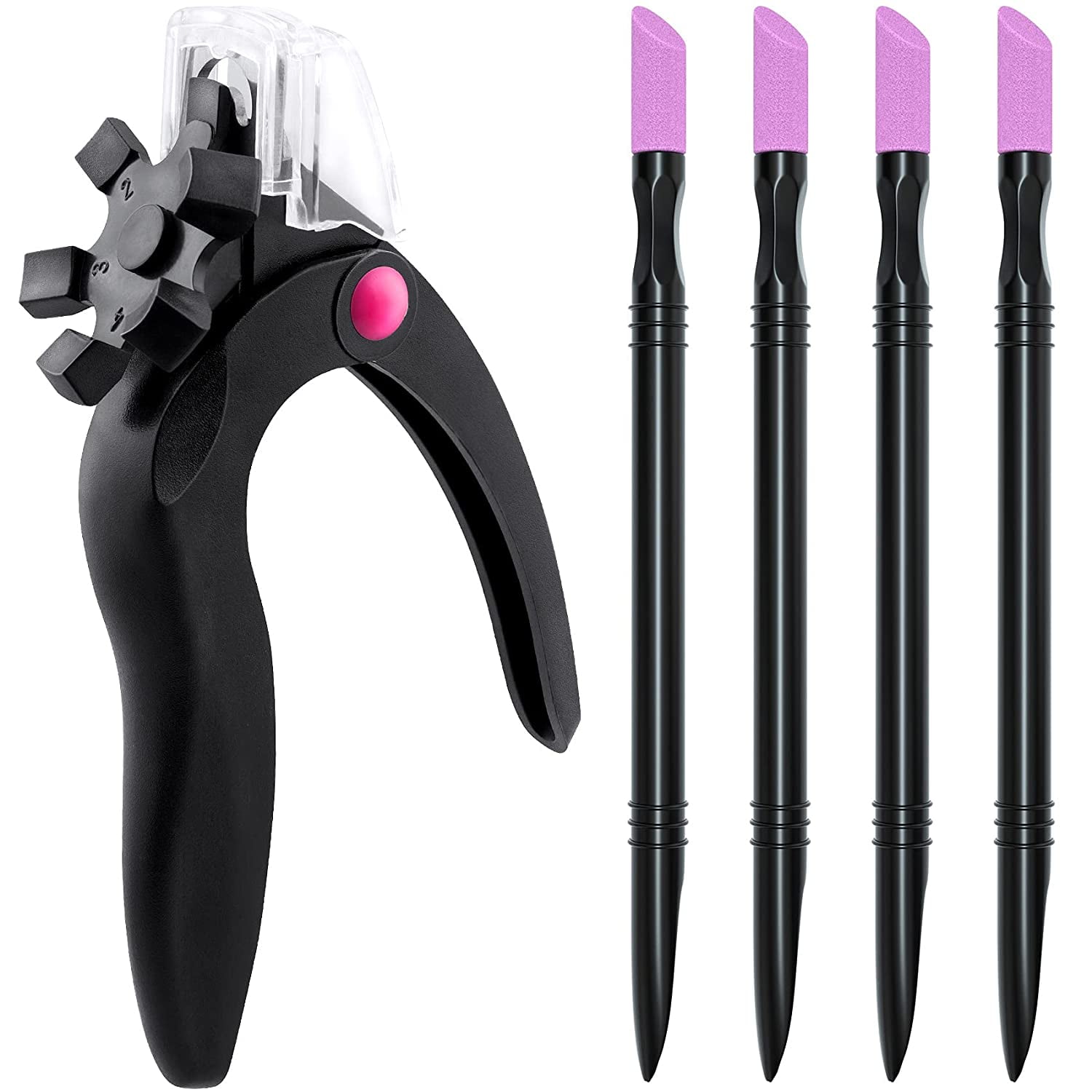 Black Acrylic Nail Clipper & 4pcs Nail Polish Carving Pens, Adjustable ...