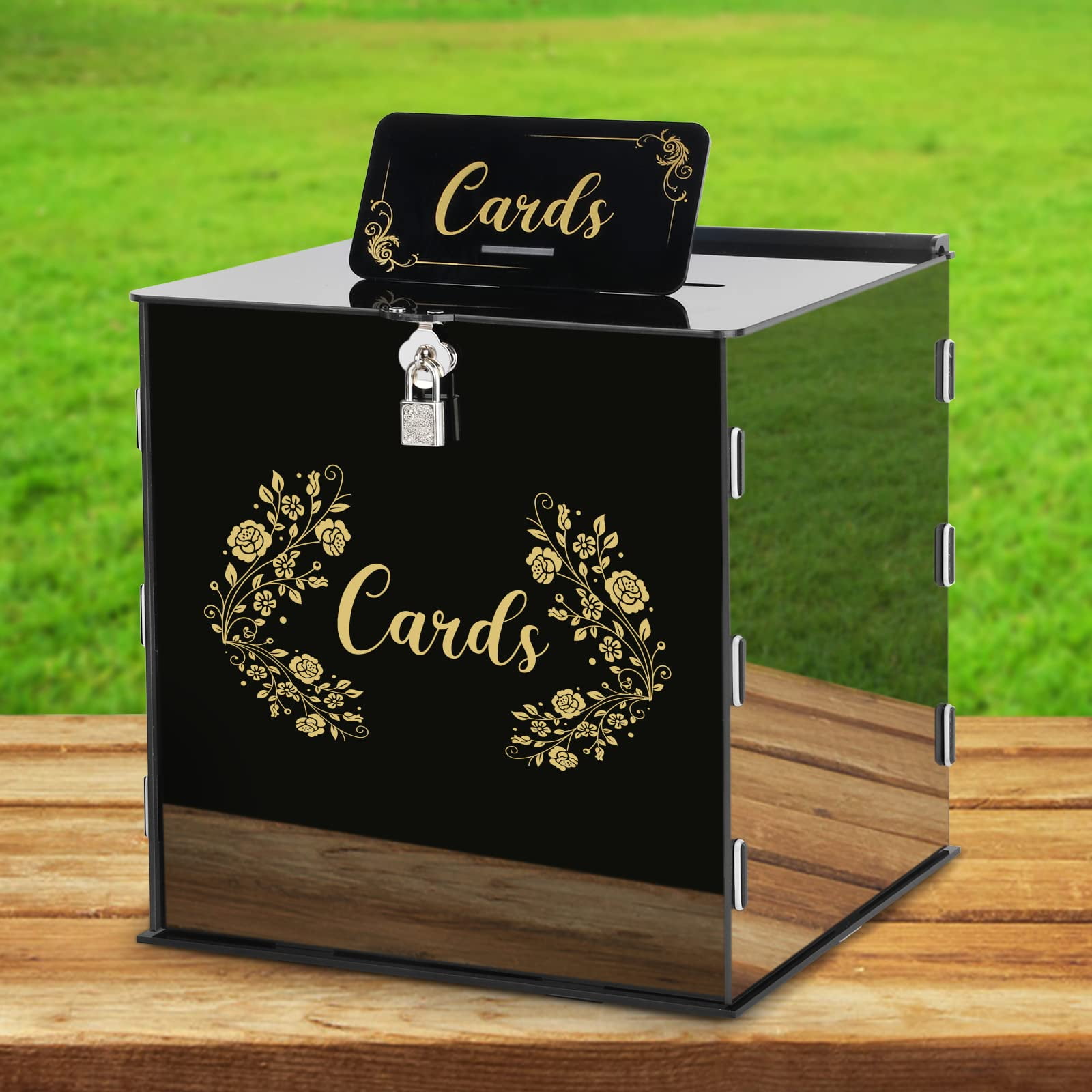 Black Acrylic Wedding Card Box Card Boxes with and Card Sign, Gift Card ...