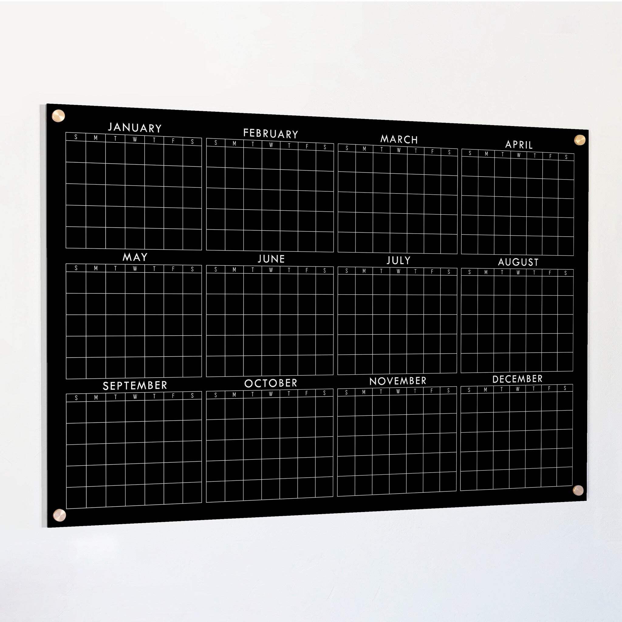 Black Acrylic Yearly Calendar | Horizontal Multi-Style - Walmart.com