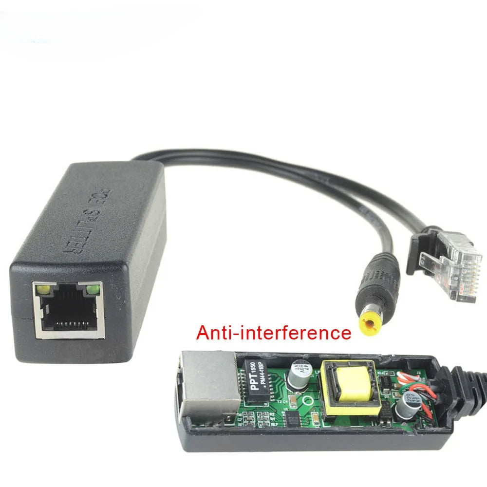 Black Active POE Splitter Adapter 48V to 12V 15W/24W IEEE 802.3af ...