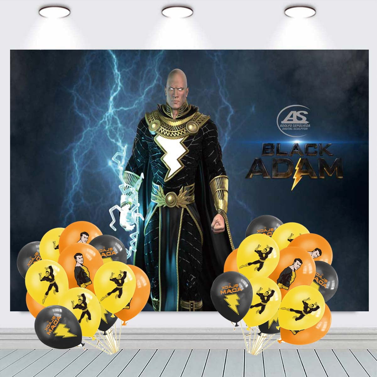 Black Adam Backdrop Banner Balloons Party Decorations Supplies ...