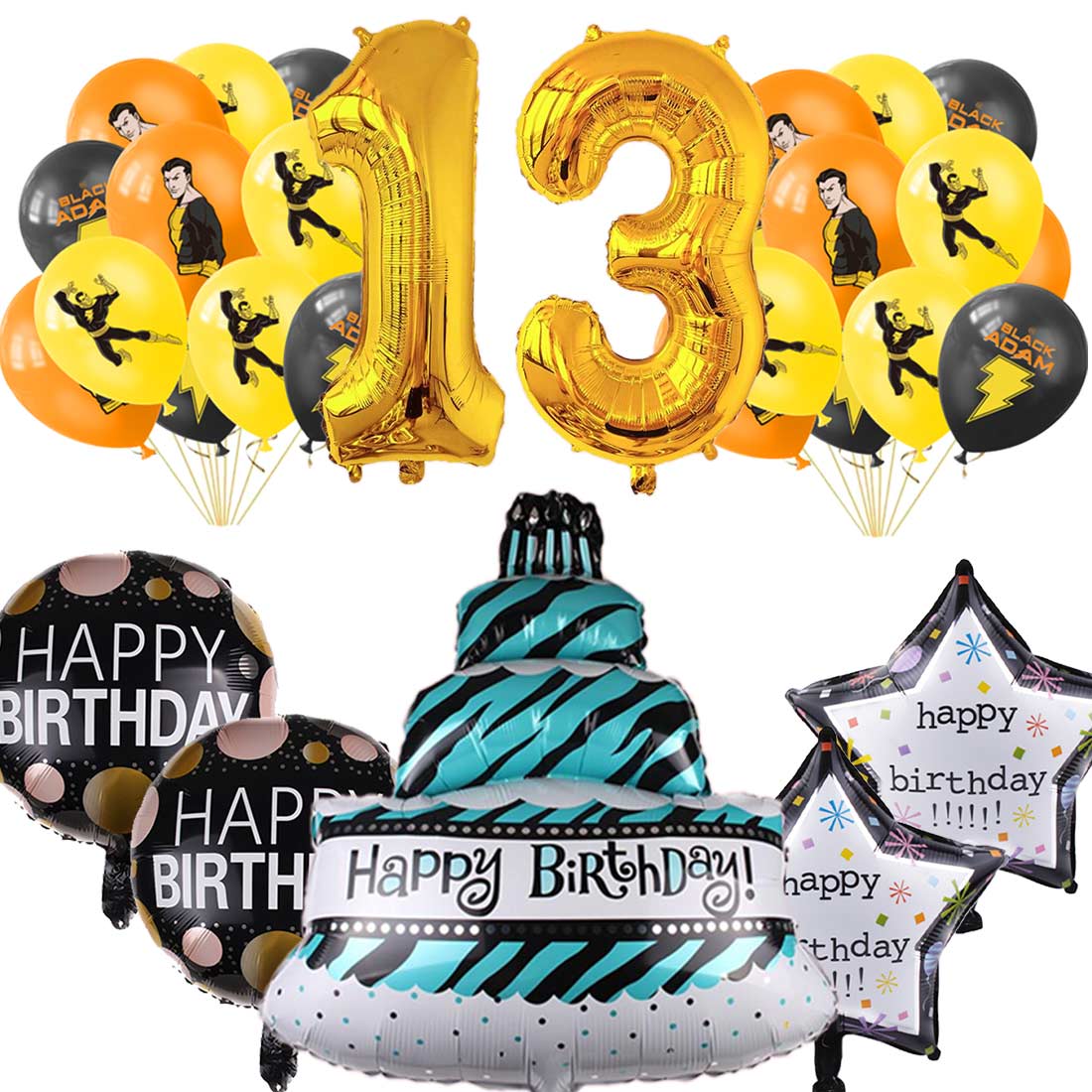 Black Adam Balloons Party Supplies 13th Big Number Decorations Decor ...