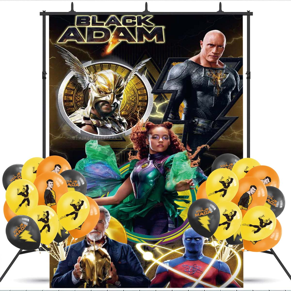 Black Adam Banner Backdrop Background Birthday Balloons Party Supplies ...