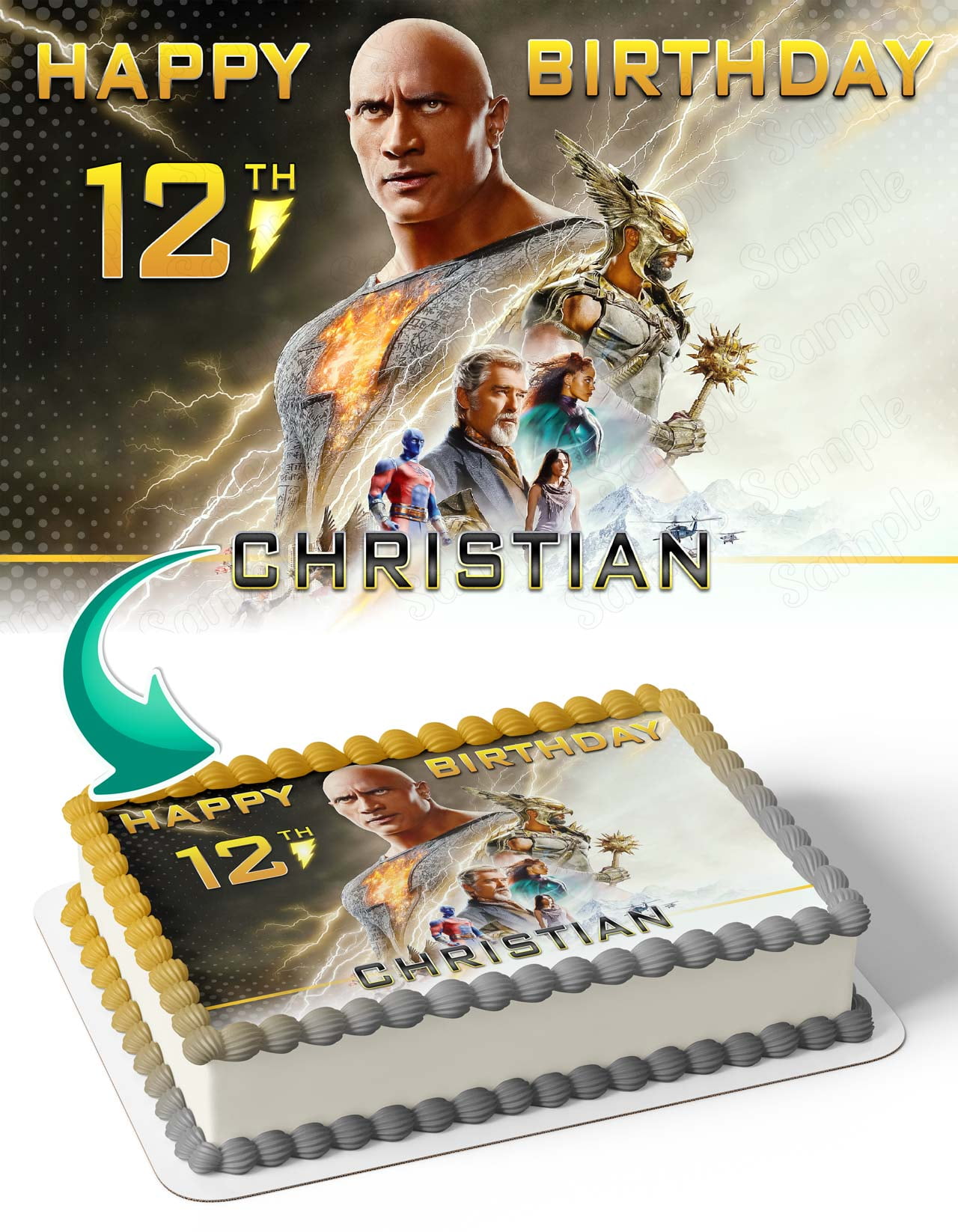 Black Adam Edible Cake Topper Image 1/4 Sheet - Walmart.com