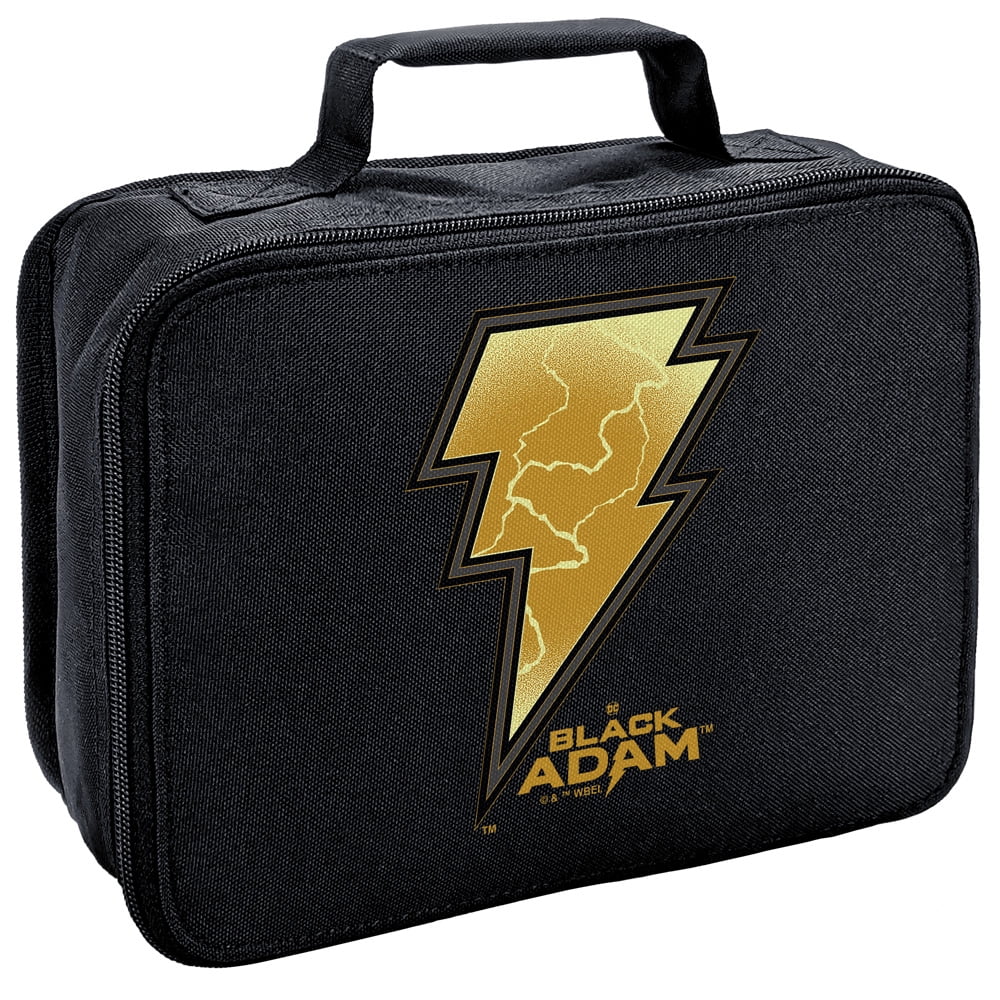Black Adam Lightning Logo Insulated Soft Sided Lunch Box - Reusable ...