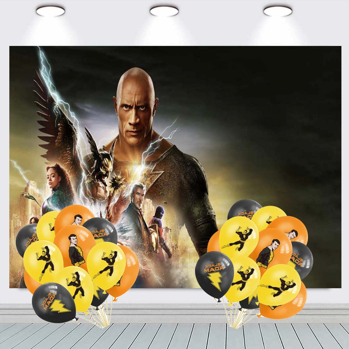 Black Adam Party Decorations Backdrop Banner Balloons Taspestry Wall ...