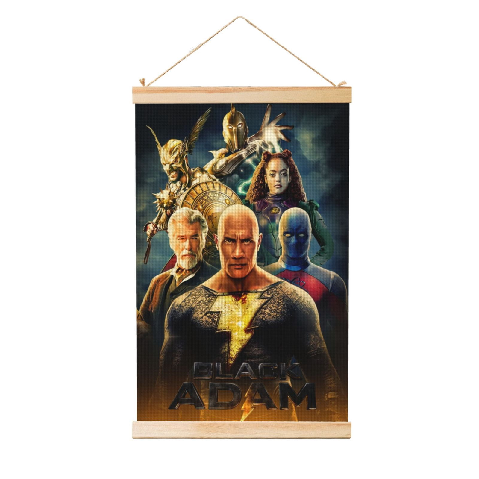 Black Adam Poster Aesthetic Canvas Wooden Shaft Wall Art Hanging Hanger ...