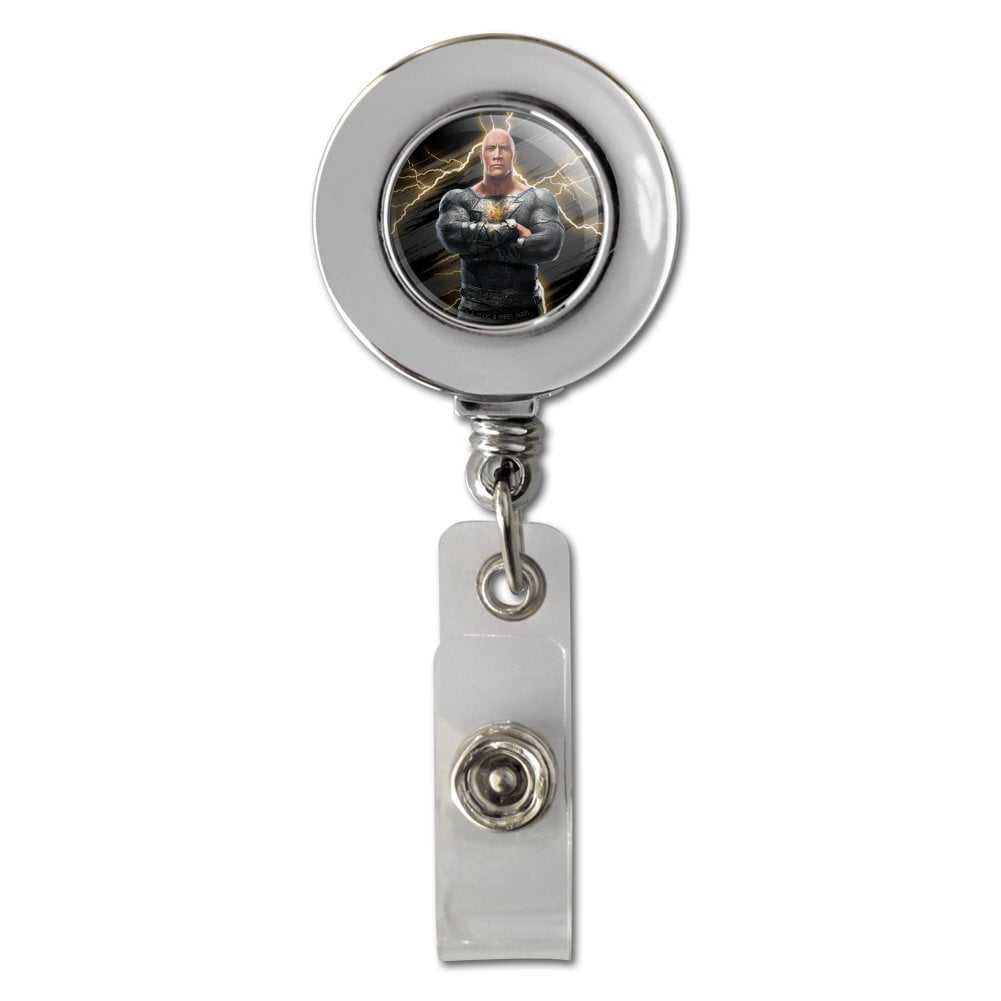 Black Adam Retractable Reel Chrome Badge ID Card Holder Clip - Walmart.com