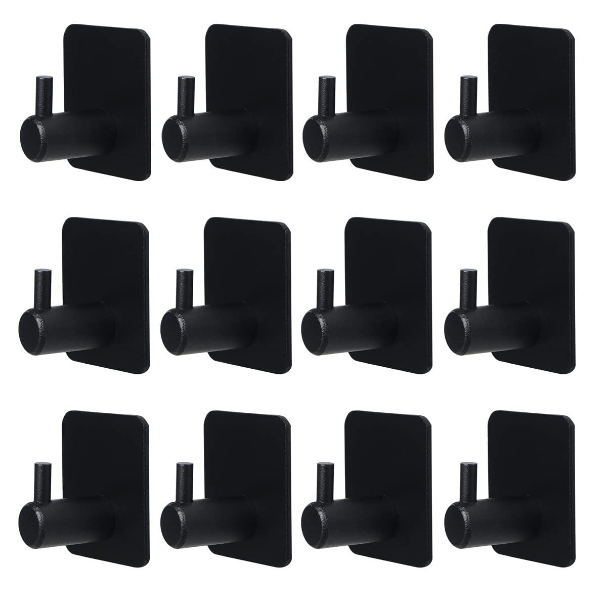 A Black Adhesive Hooks 6 Pack, Heavy Duty Wall Hooks Aluminum Hooks for ...