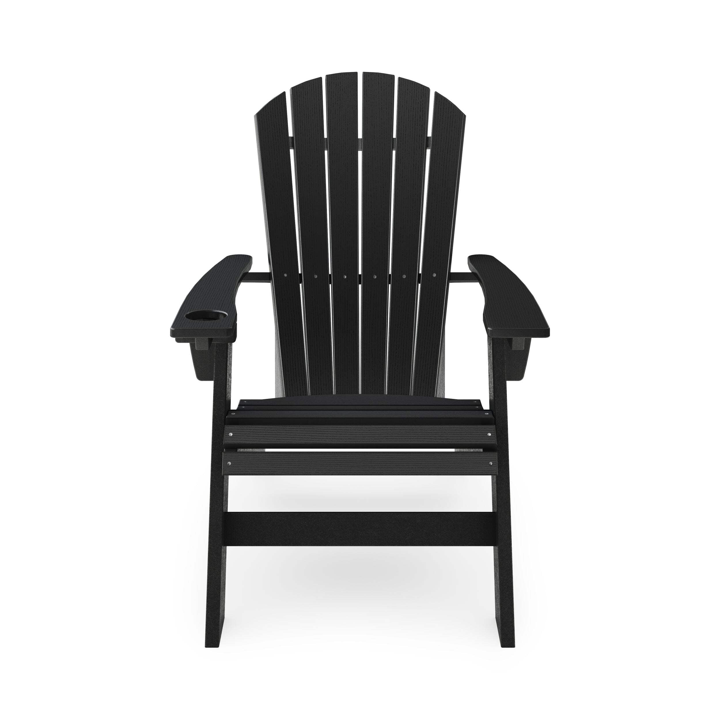Black Adirondack Chair Sturdy Hdpe Poly Lumber For Poolside, Patio, And ...