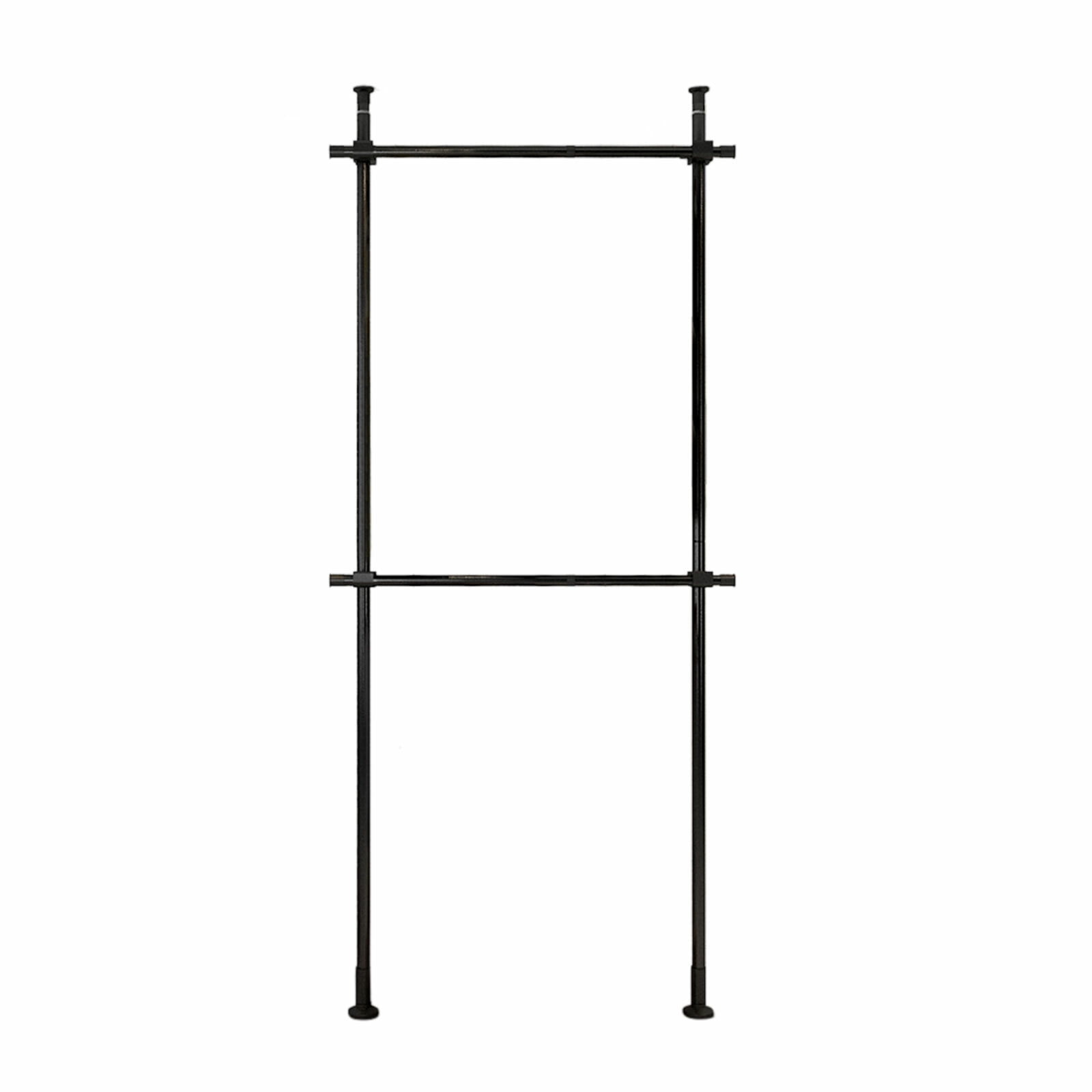 Black Adjustable Clothes Rack, 2-Tier Metal Garment Rack for Hanging ...