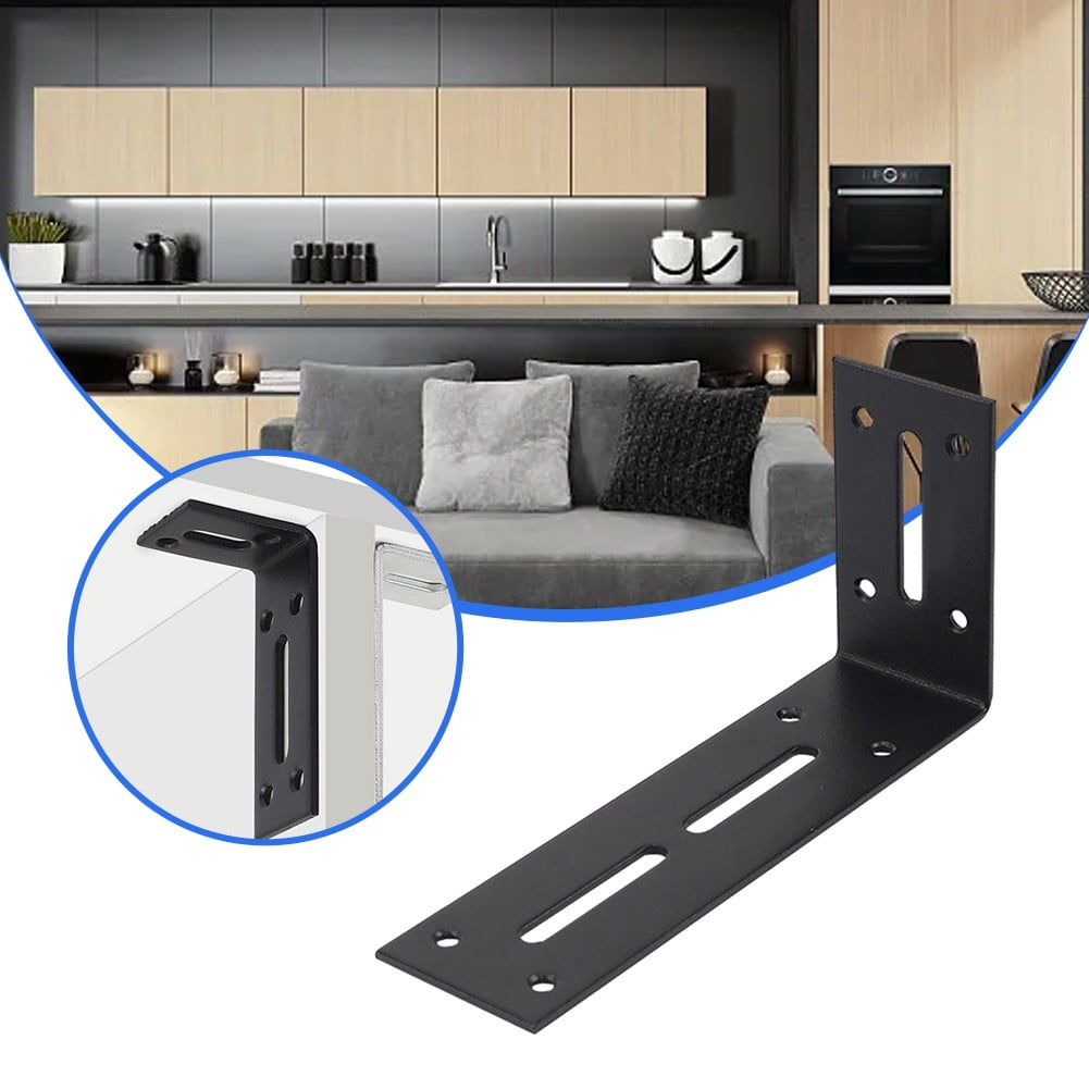 Black Adjustable Corner Brace, Slotted L-Shape Steel Joint Right Angle ...