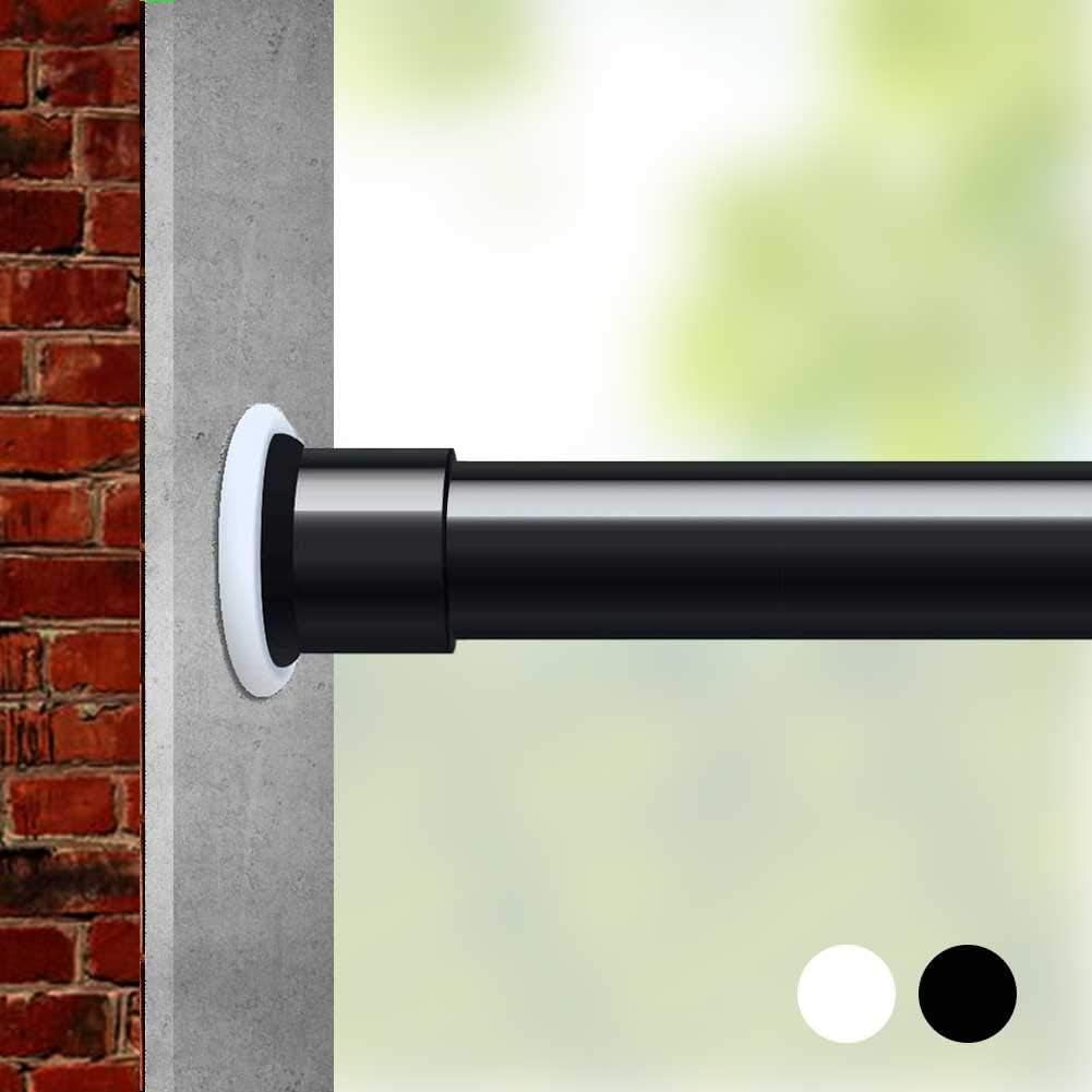 Black Adjustable Extendable Curtain Rod for Windows, Extra Long Tension ...