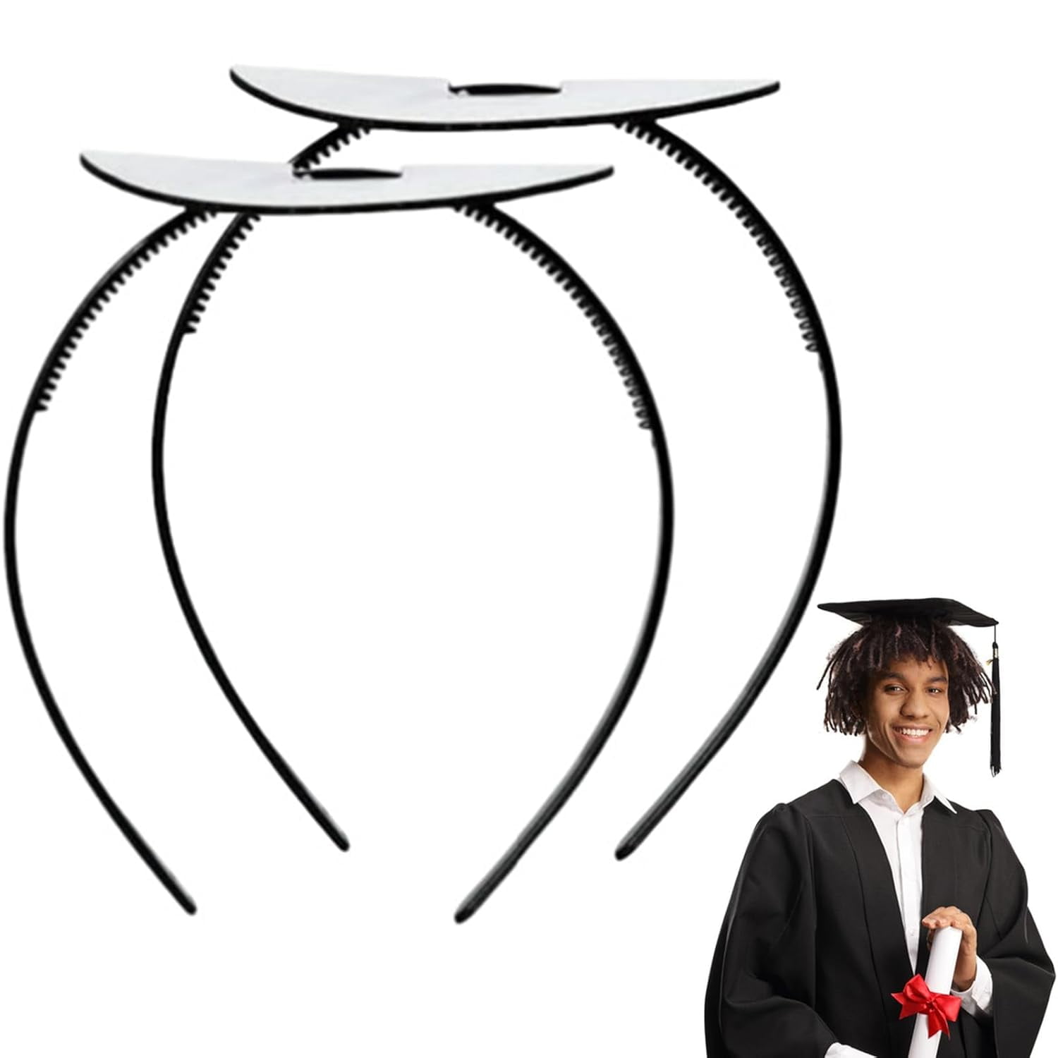 Black Adjustable Graduation Cap Headband Insert, Don't Change Your Hair ...