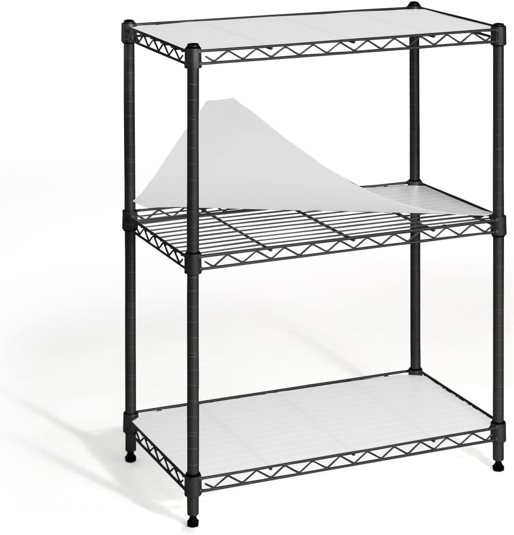 Black Adjustable Shelf Wire Shelving Unit w/Liner, Basement Storage ...