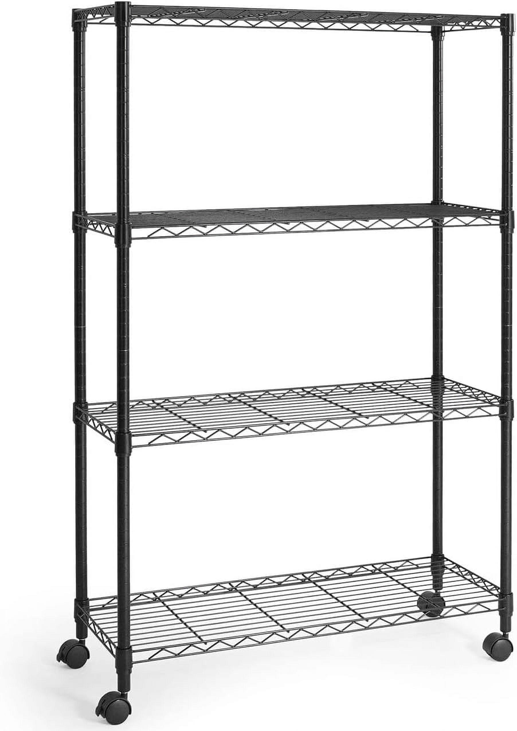 Black Adjustable Shelf Wire Shelving Unit w/Liner, Basement Storage ...