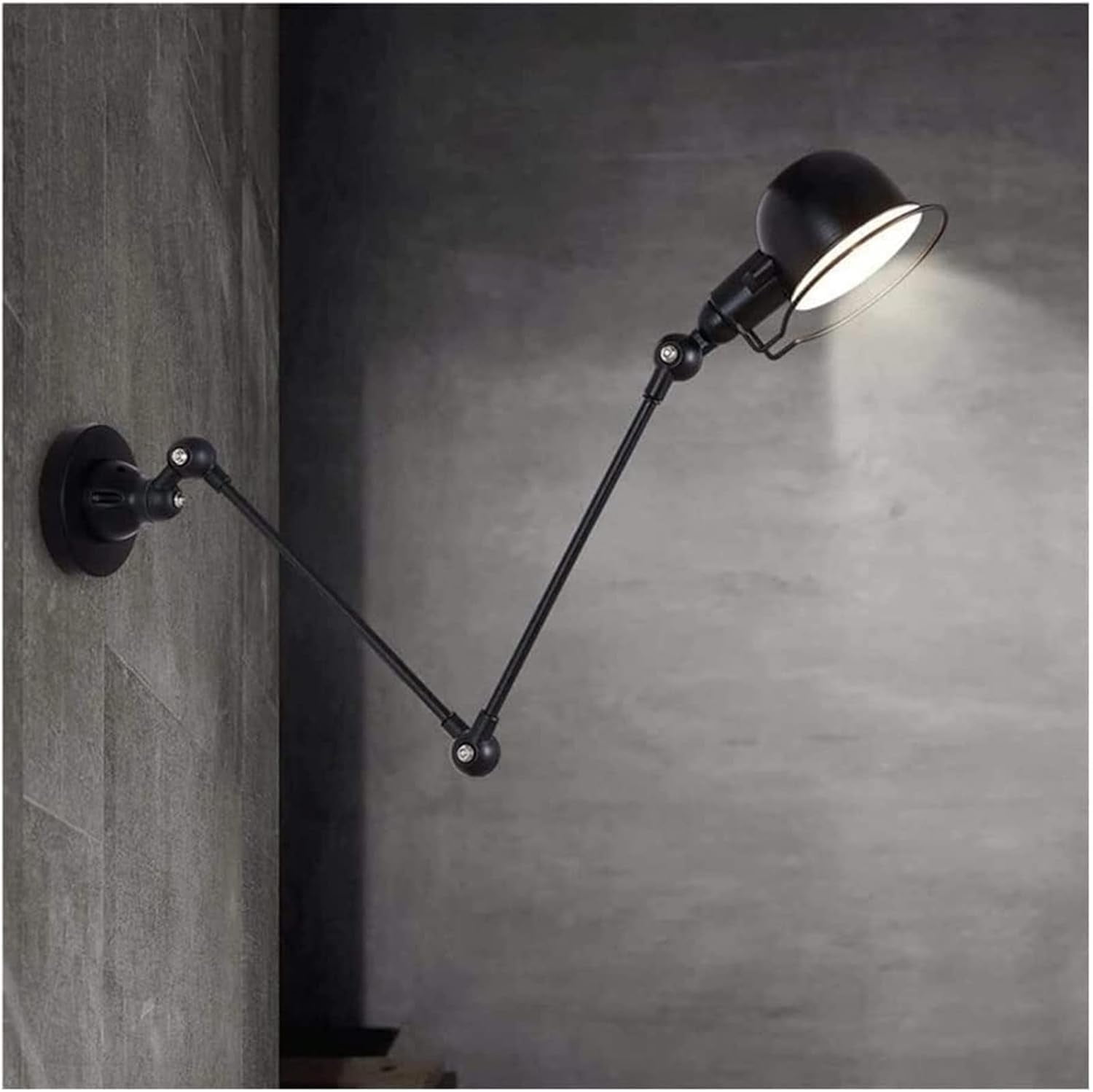 Black Adjustable Swing Long Arm Wall Lamp Bedside Wall Mounted Reading ...