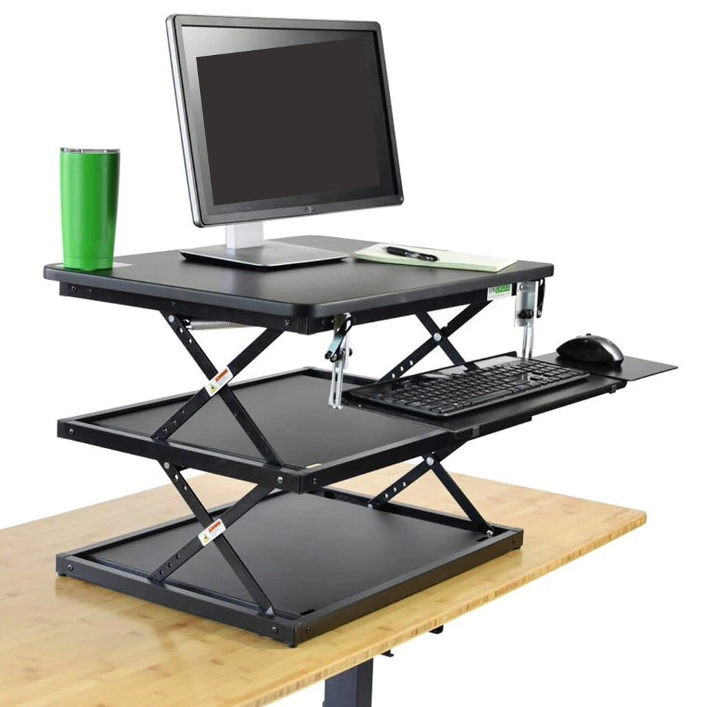 Black Adjustable Tall Standing Desk Converter and Riser - Walmart.com