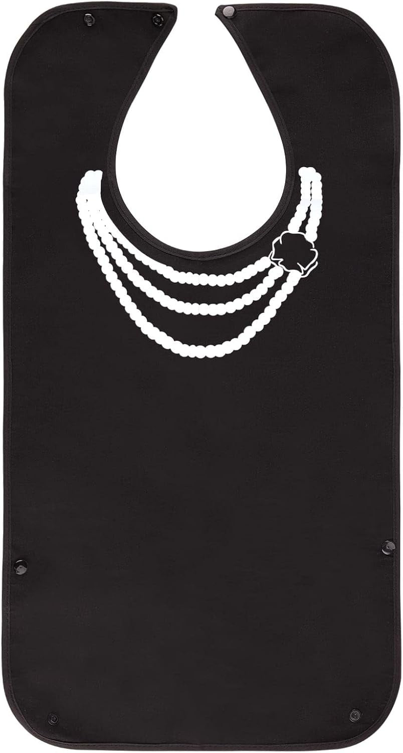 Black Adult Bibs for Elderly Waterproof Washable Bib Canvas Reusable ...