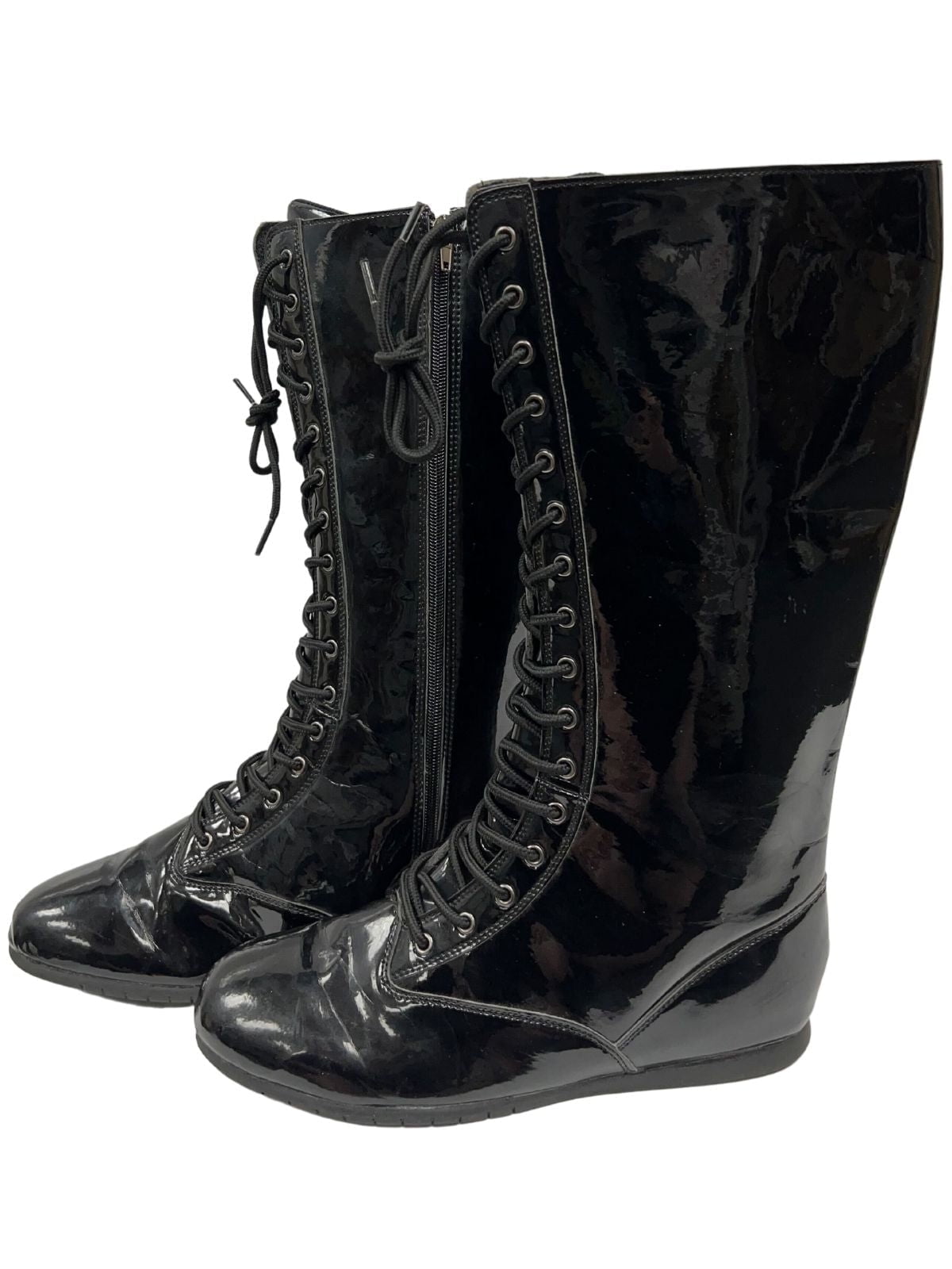 Black Adult Pro Wrestling Boots Boxing WWF WWE Costume Wrestler Shoes ...