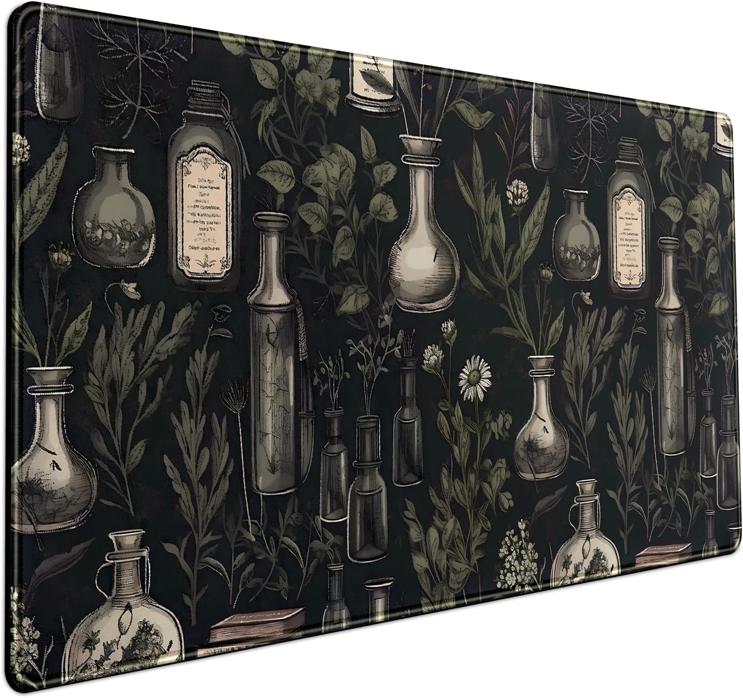 Black Aesthetic Desk Mat - Vintage Large Gaming Flower Mouse Pad XXL ...