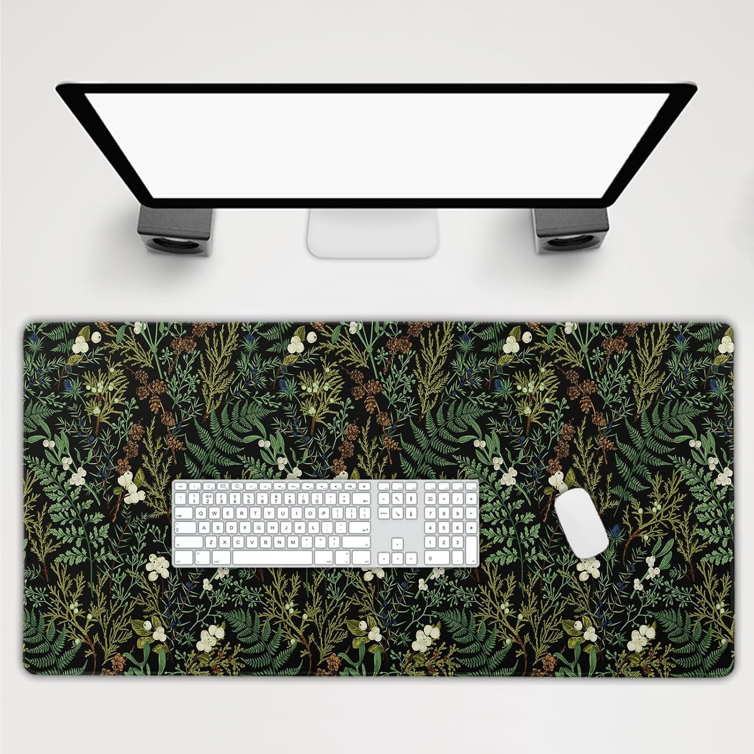 Black Aesthetic Vintage Botanical Gaming Mouse Pad 47.2x23.6 Inch ...