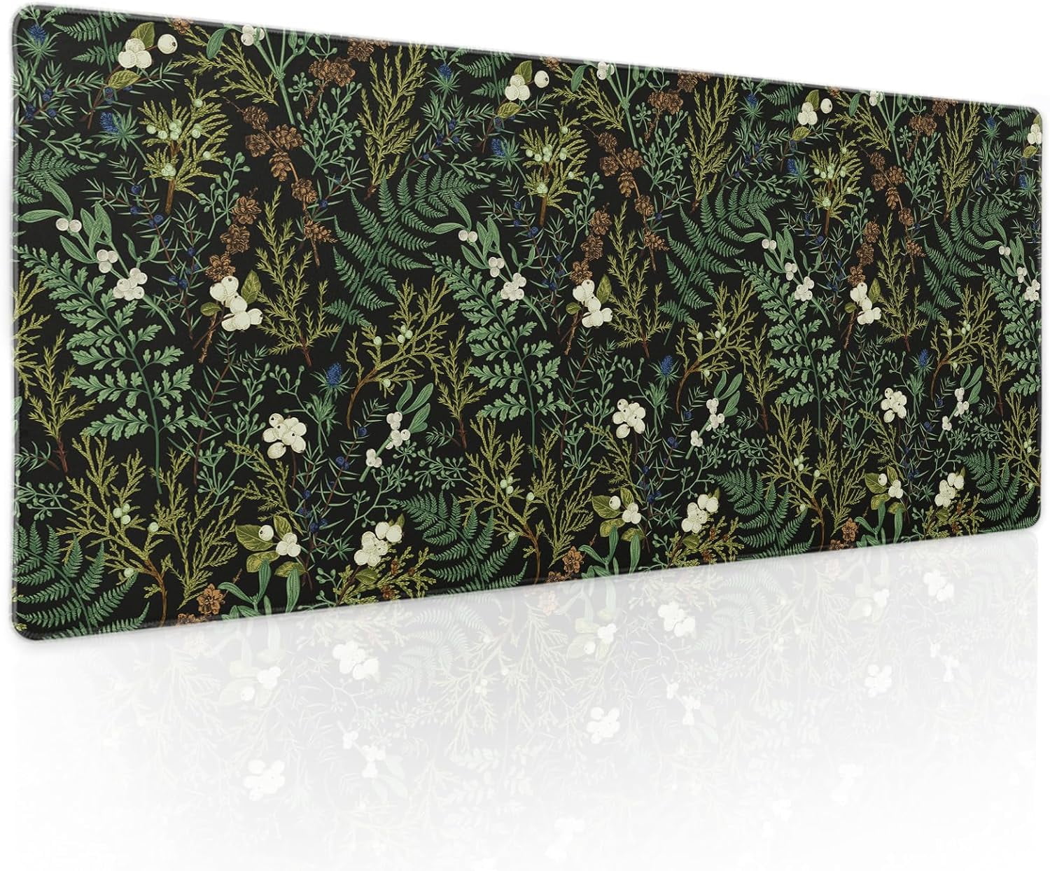 Black Aesthetic Vintage Botanical Gaming Mouse Pad XL Cute Forest Green ...
