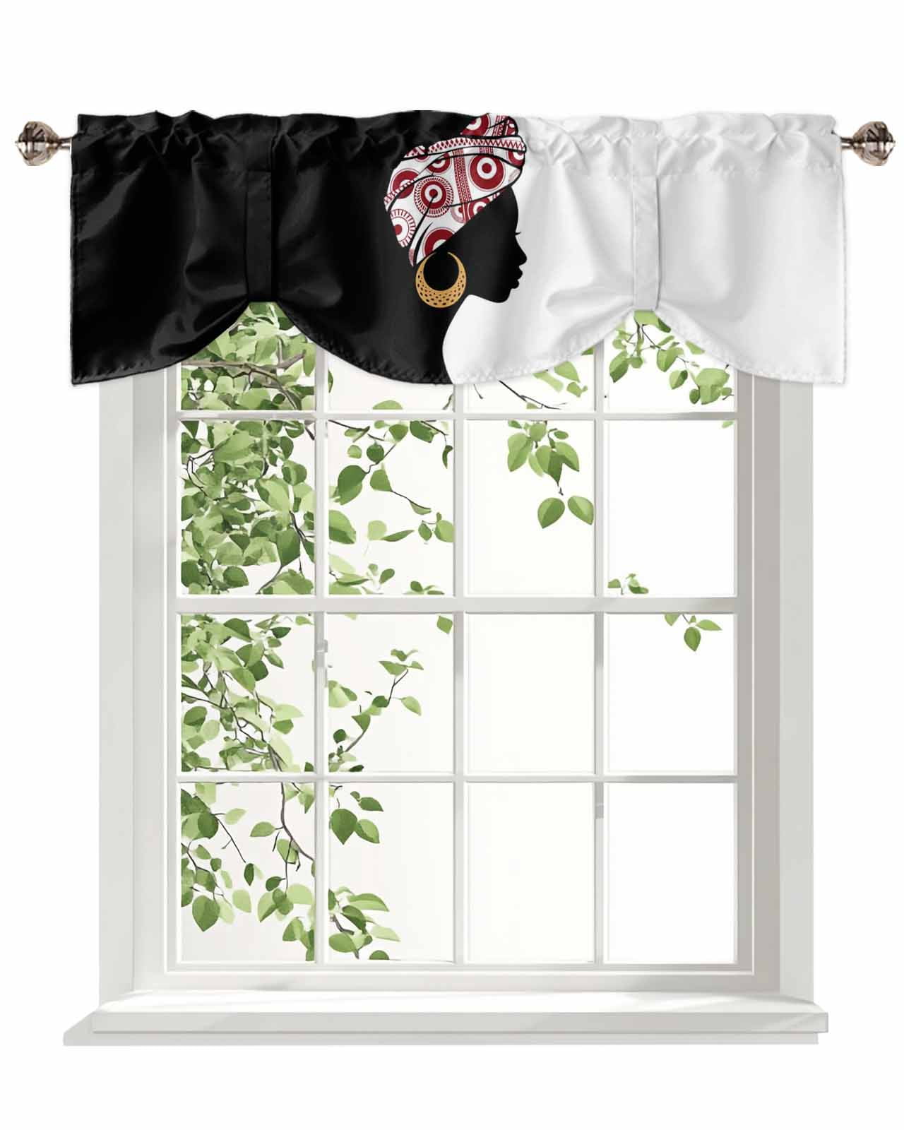 Black Africa Women Tie Up Valances Curtain, Ankara Hijab Scarf Earrings ...