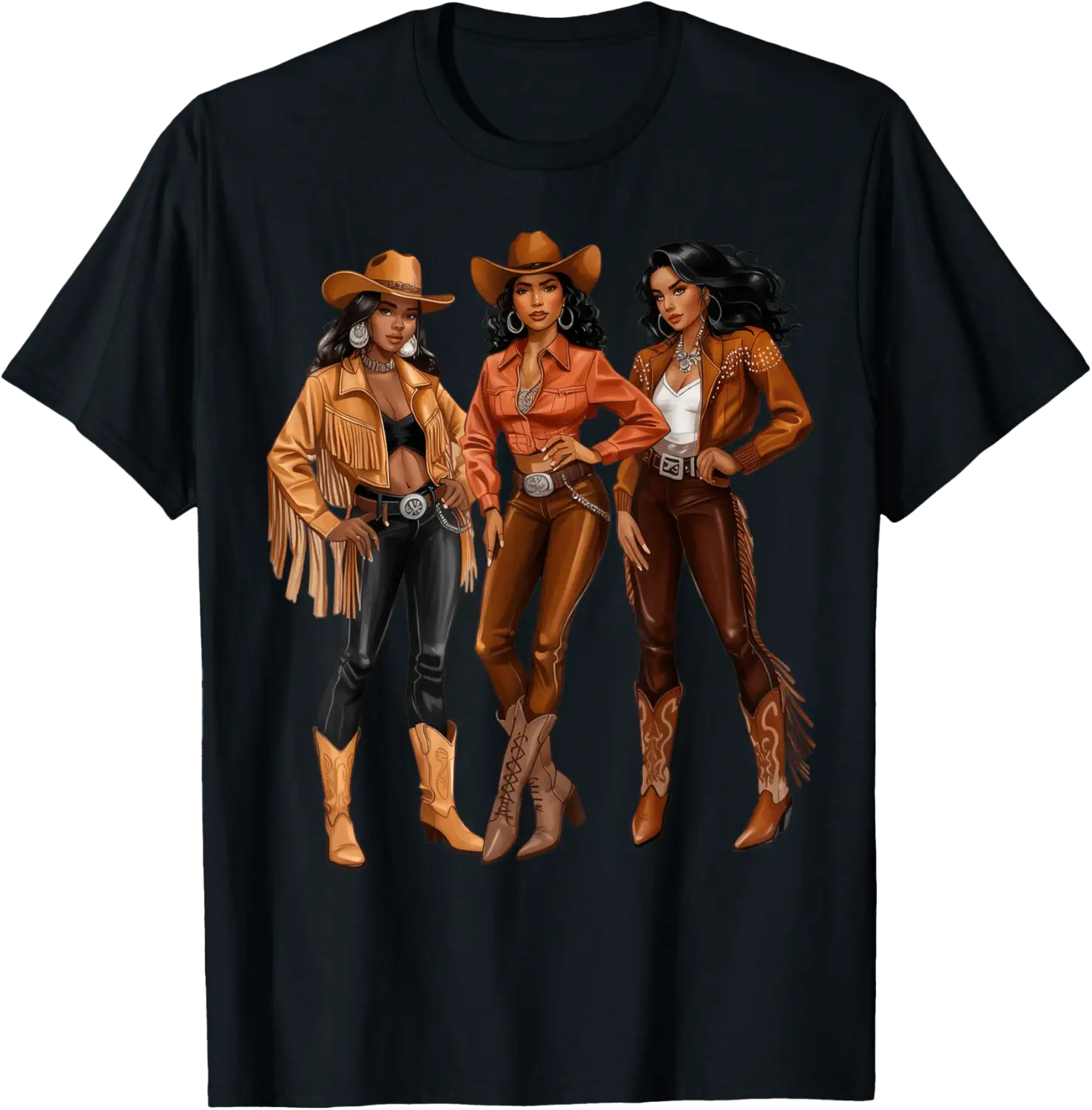 Black African American Cowgirl Western Country Texas Rodeo T-Shirt ...