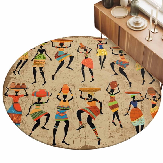 Black African Women Area Rug, Vintage Abstract Ethnic Style Bohemian ...