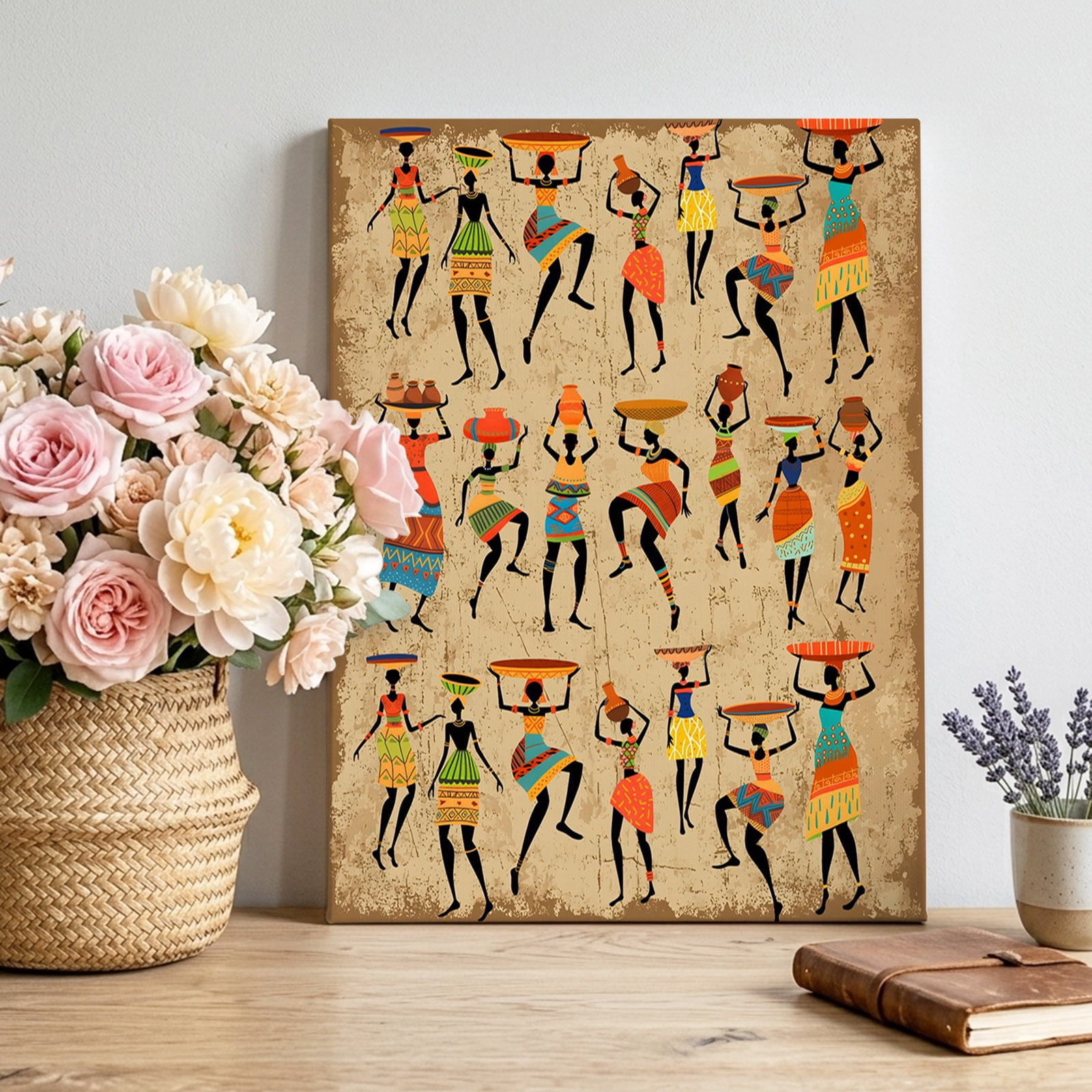 Black African Women Canvas Wall Art Framed Wall Decor for Living Room ...