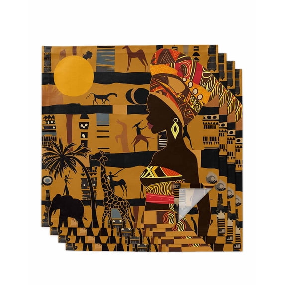 Black African Women Cloth Napkins Set of 4 Reusable Dinner Napkins ...