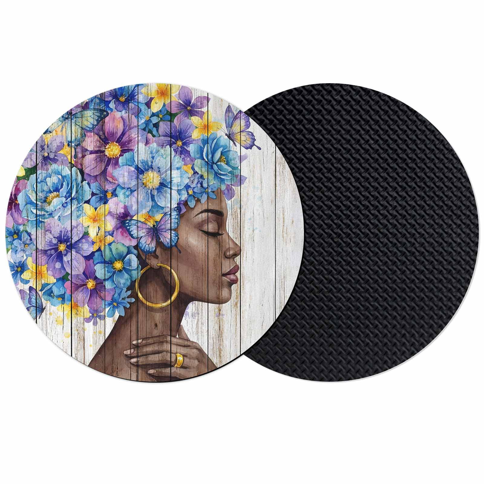 Black African Women Coasters Set of 2, Absorbent Coasters for Drinks ...