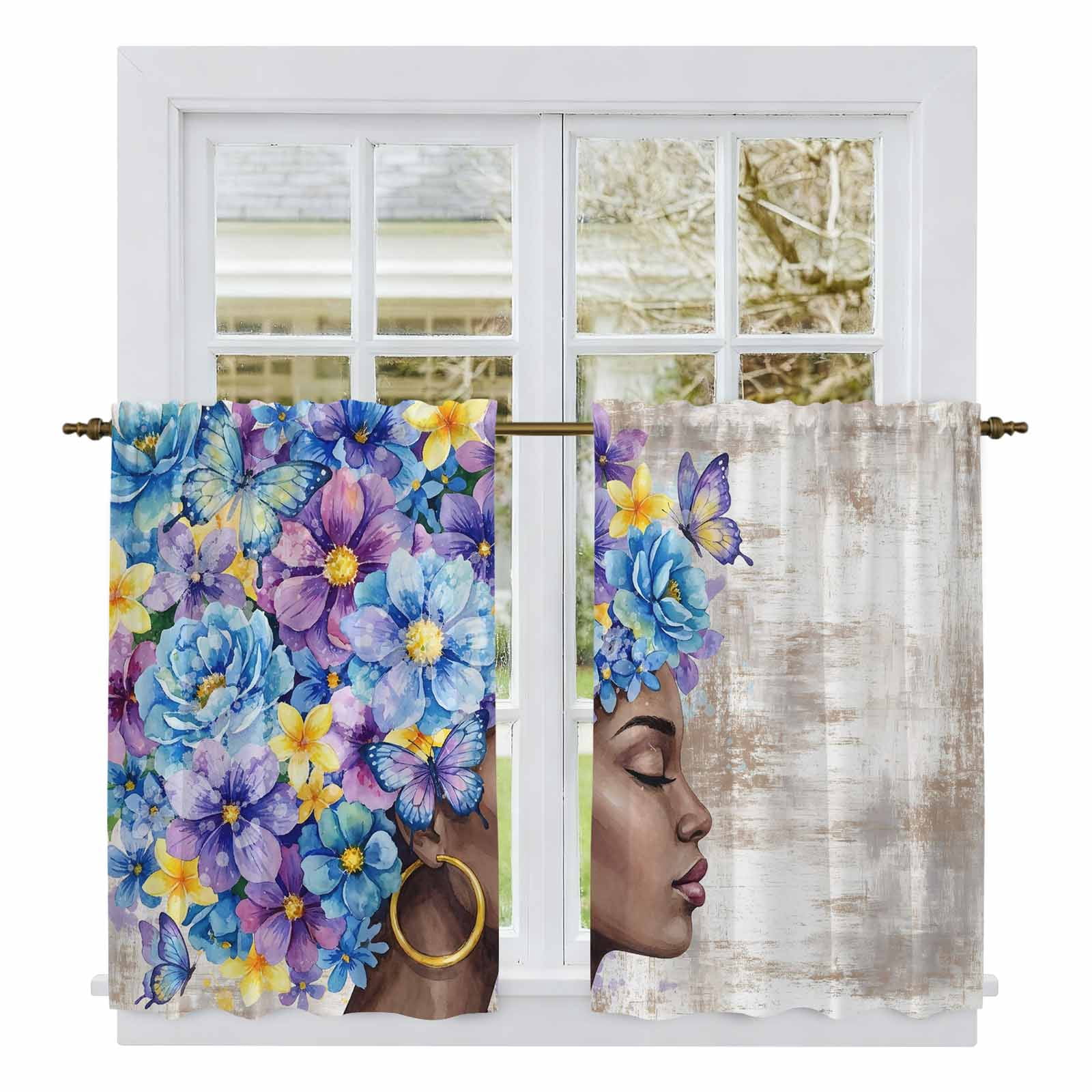Black African Women Kitchen Curtain for Berdoom Living Room Cafe 45 ...