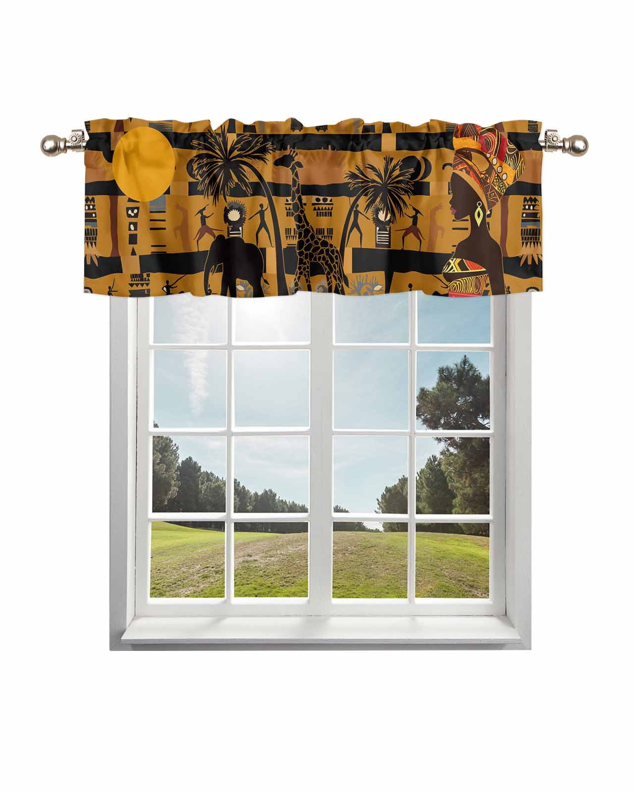 Black African Women Kitchen Curtain Valances for Windows Farmhouse ...