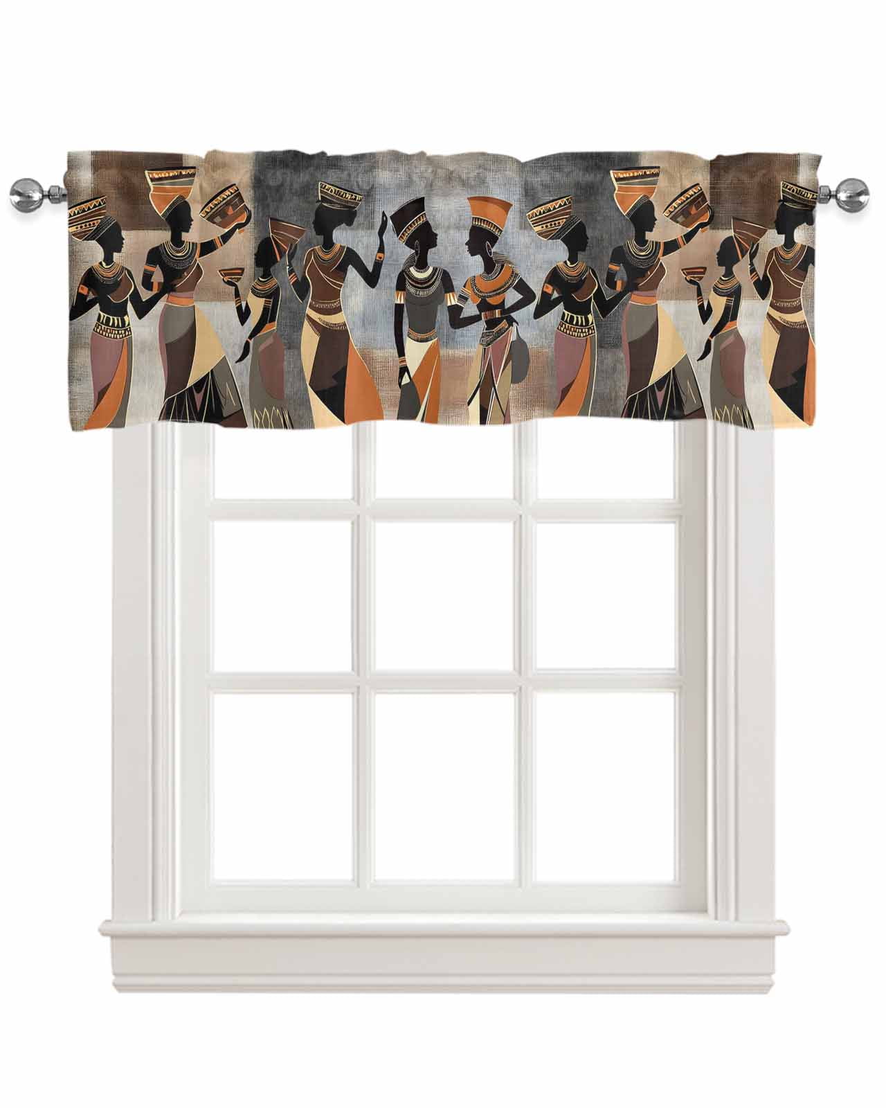 Black African Women Kitchen Valances for Windows Farmhouse Linen Window ...
