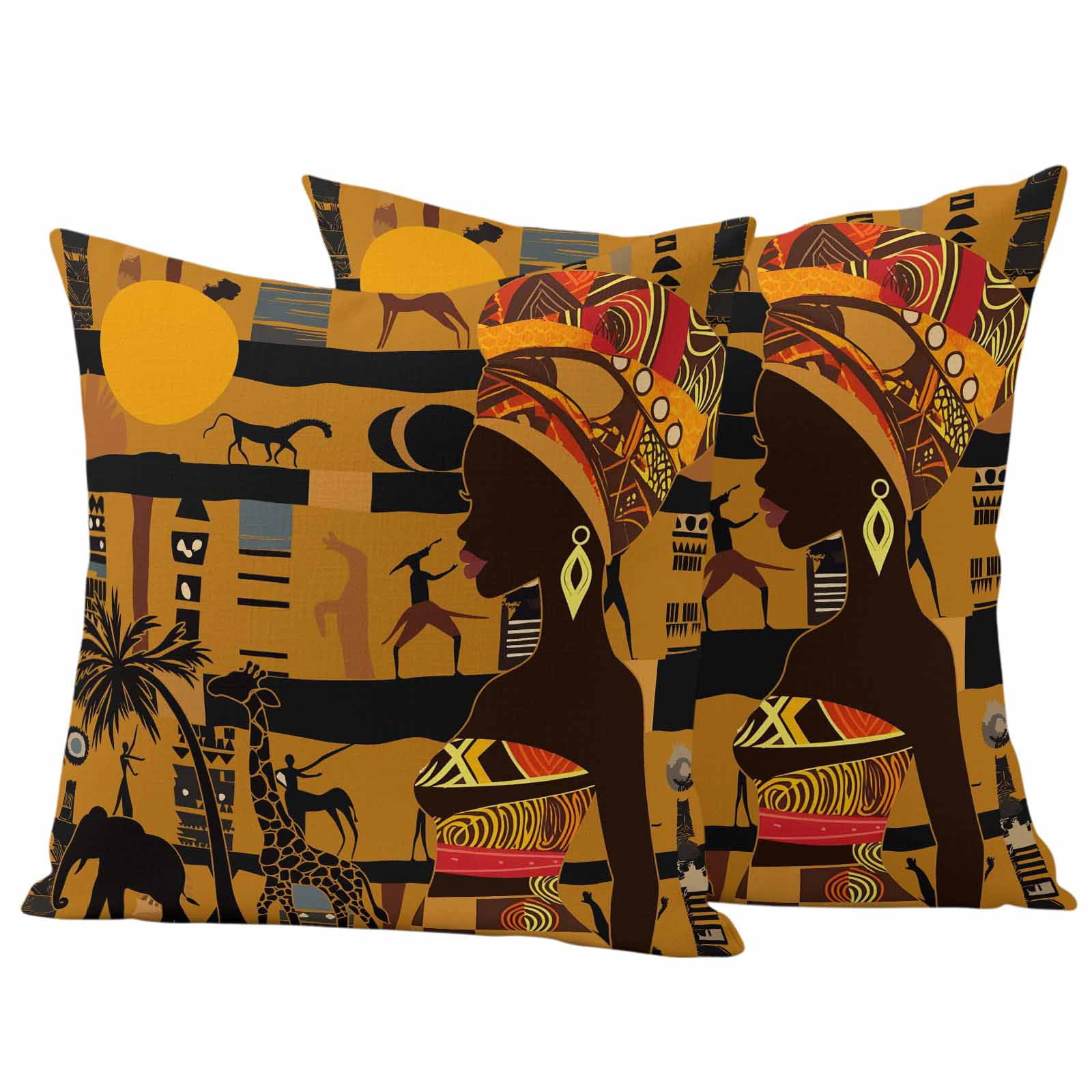 Black African Women Outdoor Pillow Covers 16"x16" Set of 2,Waterproof ...