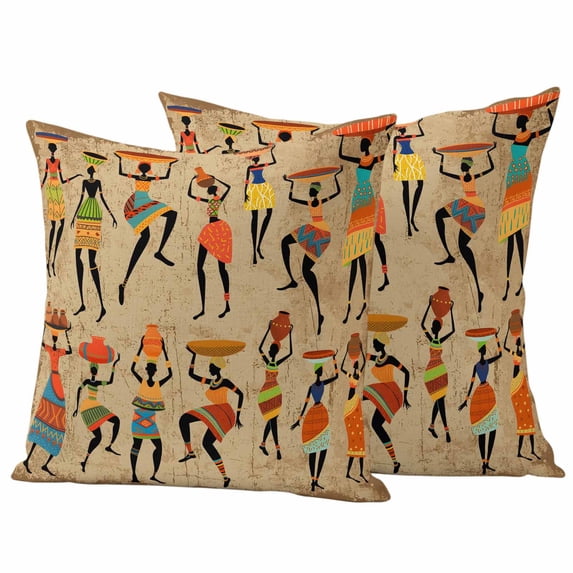 Black African Women Outdoor Pillow Covers Set of 2 Vintage Abstract ...