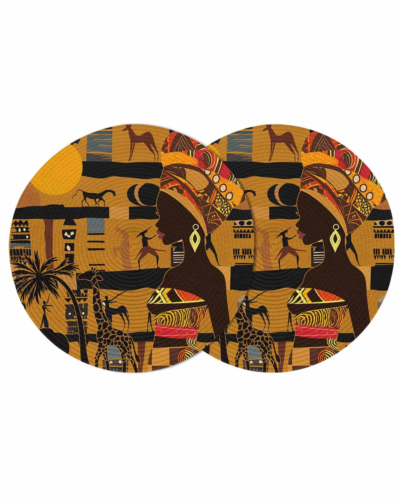 Black African Women Round Placemats Set of 2 for Dinning Tables,Heat ...