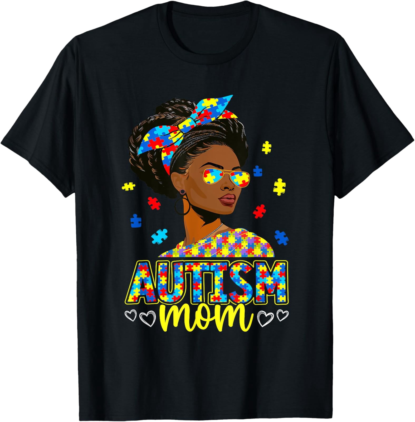Black Afro Autism Mom American Autism Awareness Month T-Shirt - Walmart.com