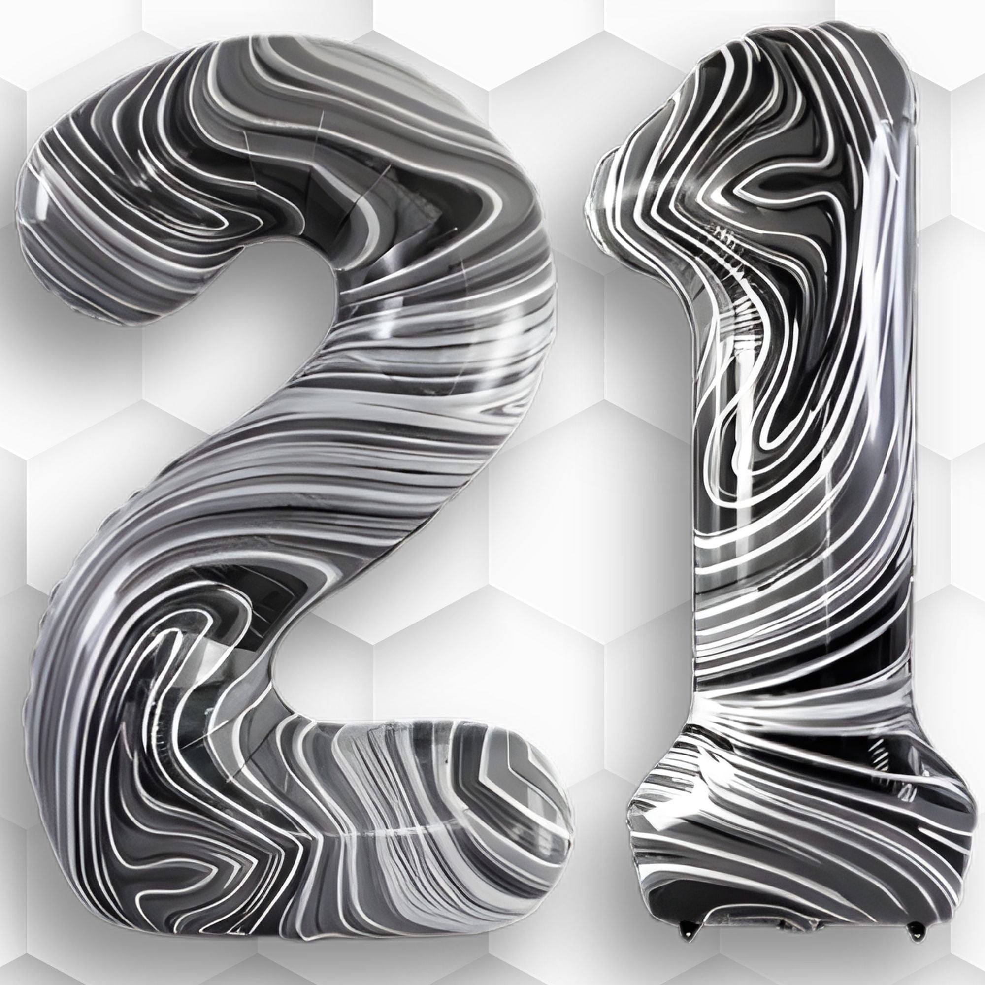 Black Agate Marble Number 21 Balloon 40 inch - Metallic Mylar Foil ...