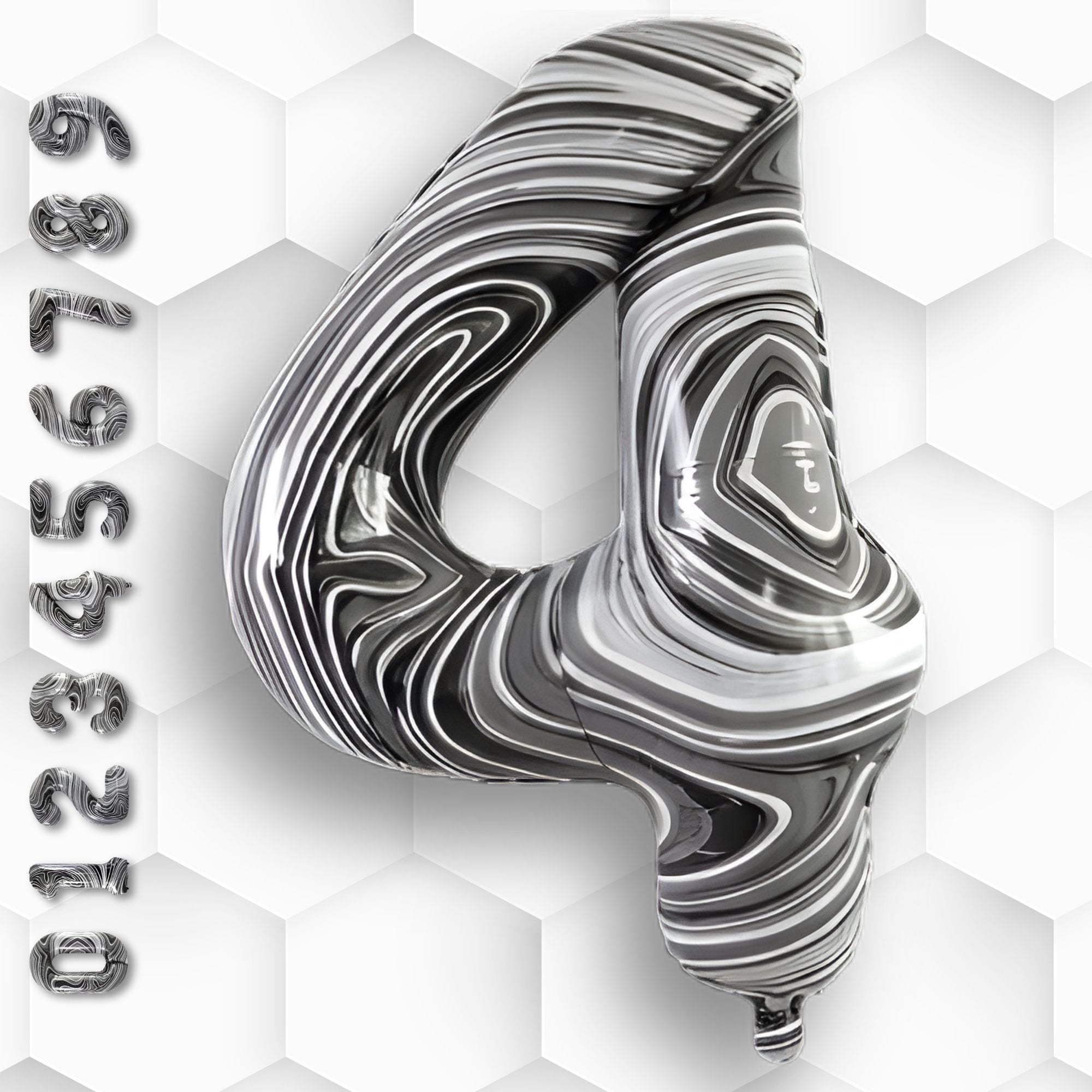 Black Agate Marble Number 4 Balloon 40 inch - Metallic Mylar Foil ...