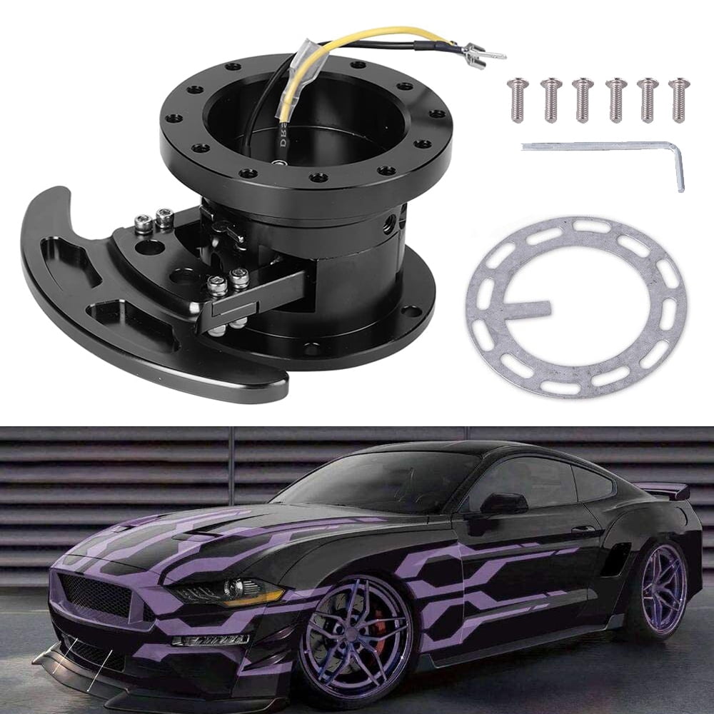 Black Alloy Flip Up Tilt CAR Quick Release System Steering Wheel Hub ...