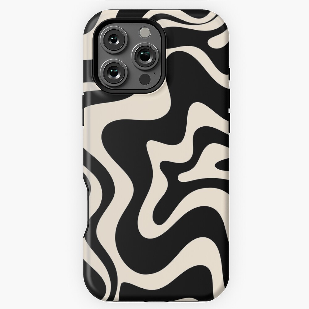 Black Almond Retro Liquid Swirl Phone Case for iPhone 16 15 14 13 12 11 ...