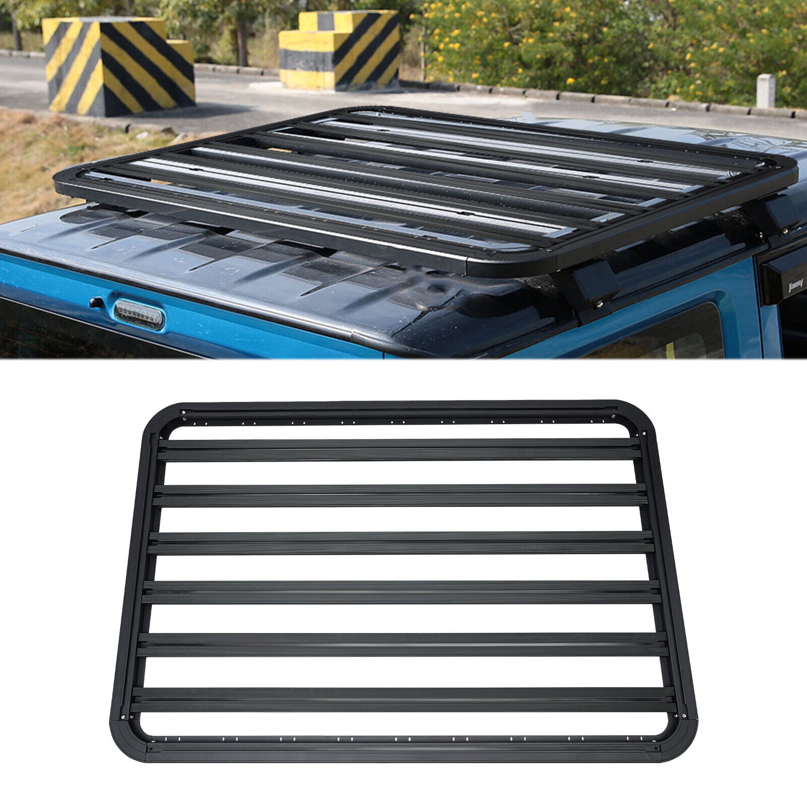 Black Aluminum Alloy Platform Flat Roof Rack, Universal Cargo Carrier ...