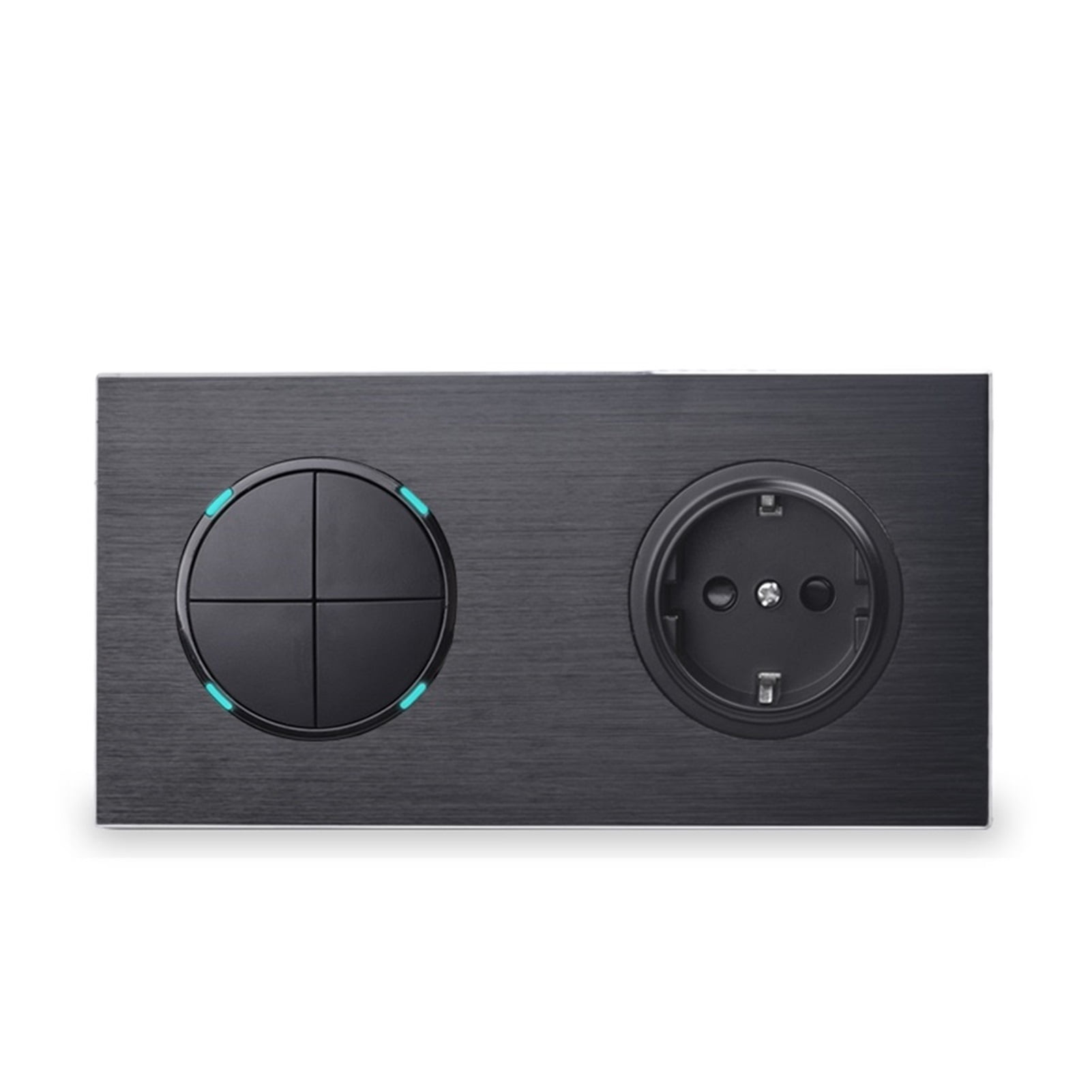 Black Aluminum Frame Standard Wall Socket + 4 Gang 2 Way On / Off Pass ...