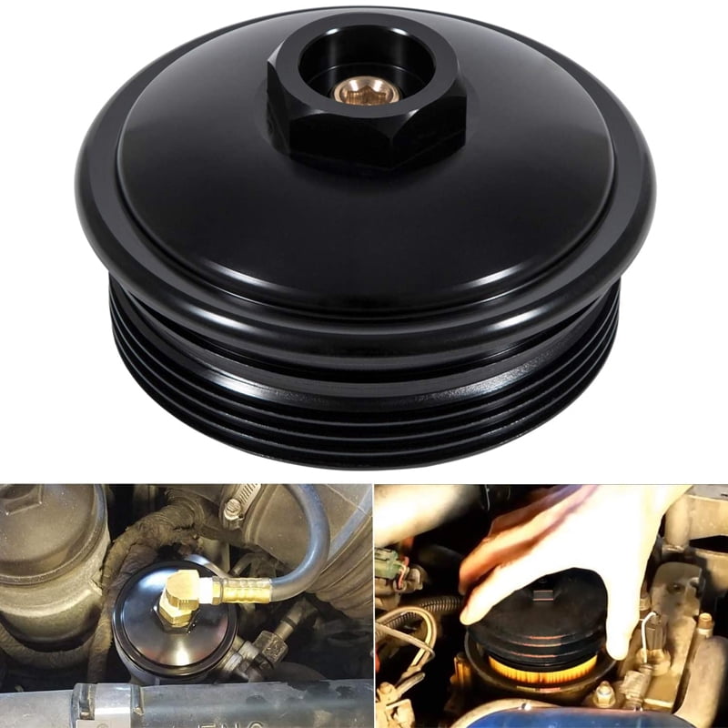 Black - Aluminum Fuel Filter Cap, For Ford 2003-2007 6.0L, Powerstroke ...