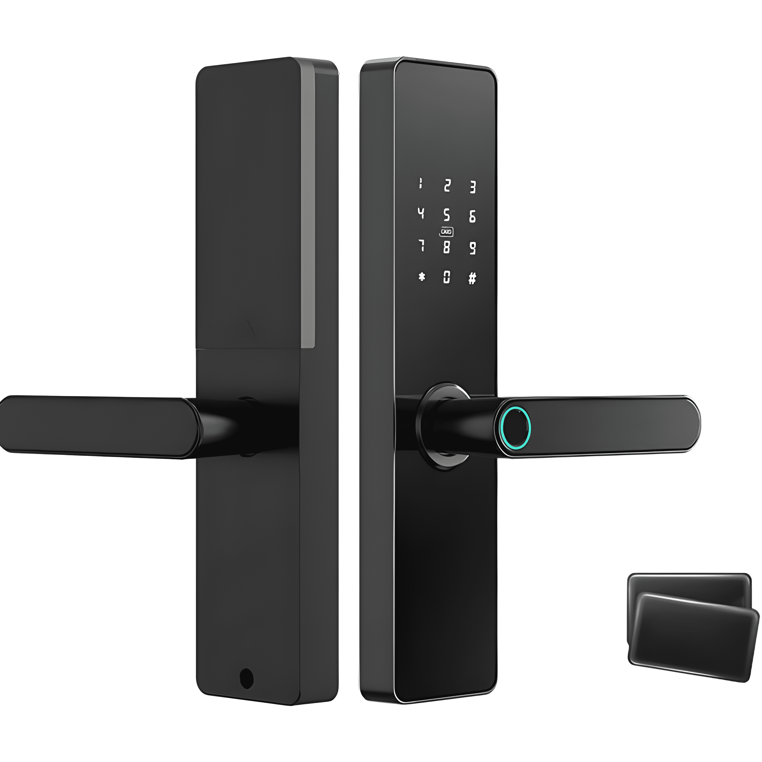 Black Aluminum Smart Lever Lock,4-in-1 Unlock,Free Apartment Software ...